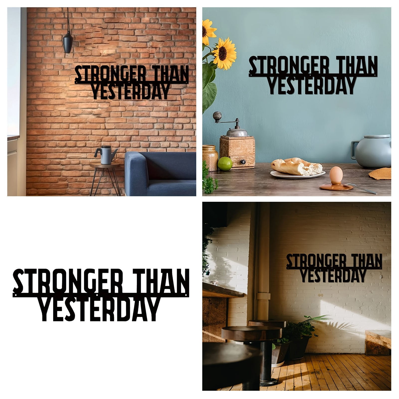Stronger Than Yesterday Fitness Gym Motivational Metal Quote Signs ...
