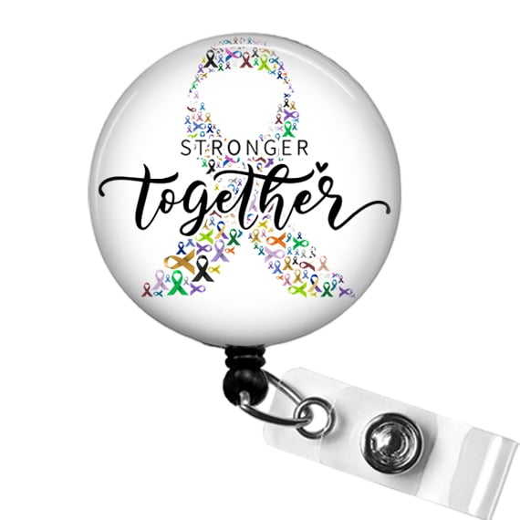 Stronger Together Badge Reel – Cancer Ribbon ID Holder for Oncology ...