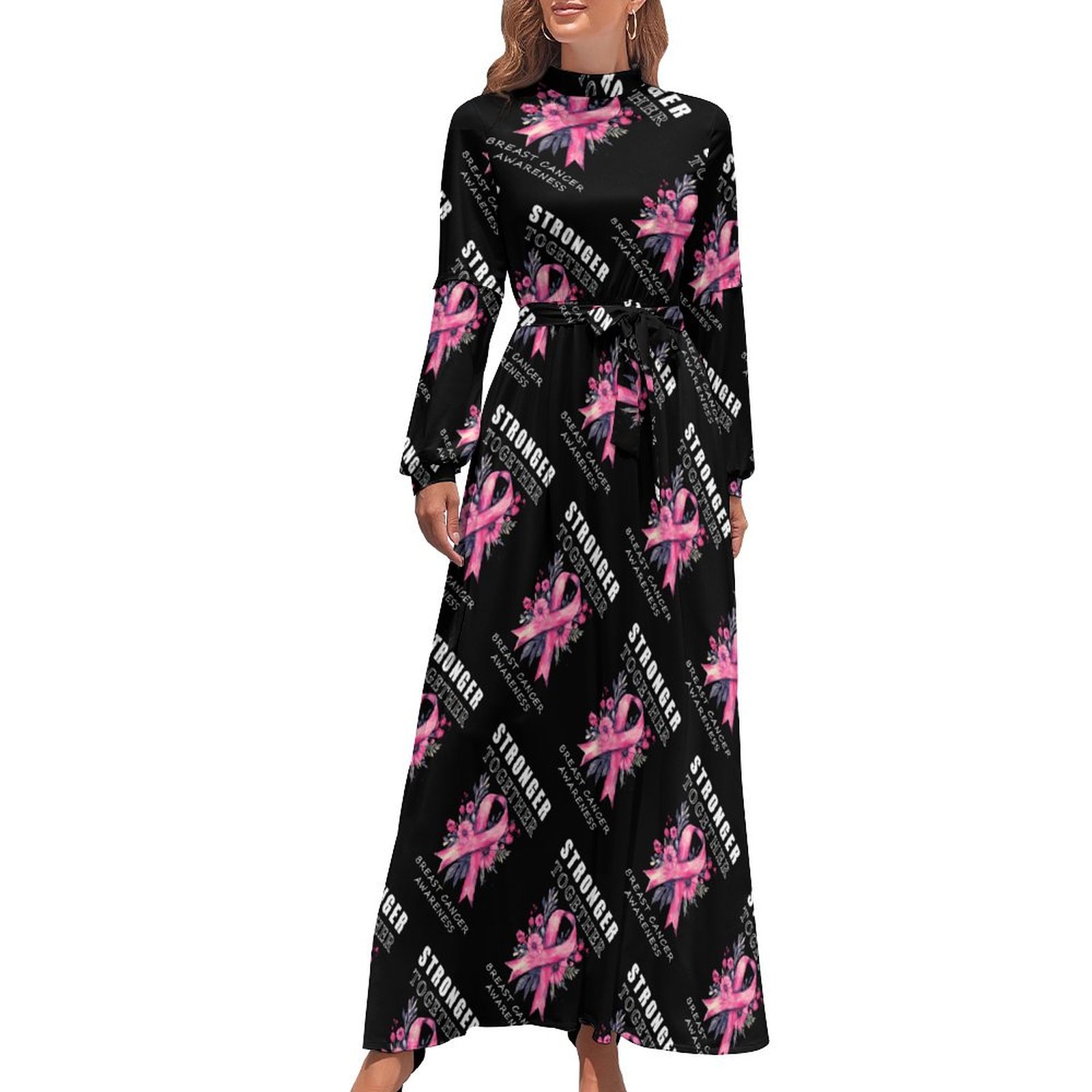 Stronger Together Breast Cancer Pink Ribbon Awareness Women's Fall Maxi ...