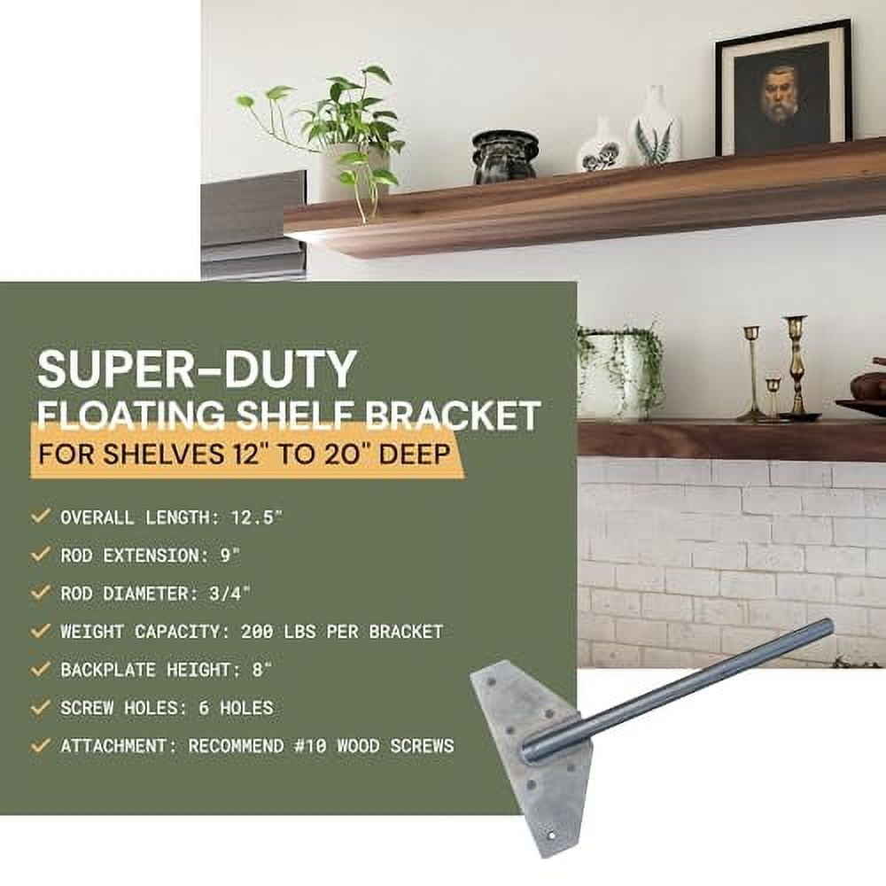Strongest Floating Shelf Bracket, 200 LB Weight Capacity, Supports Wall ...