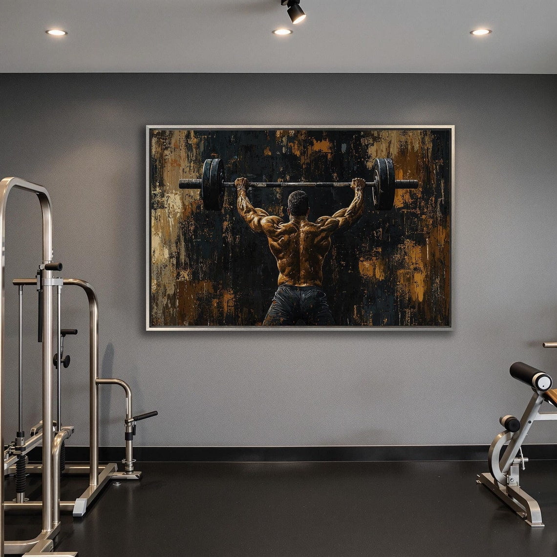 Strongman Barbell Art: Weightlifting Gym Decor, Unframed Canvas Size ...