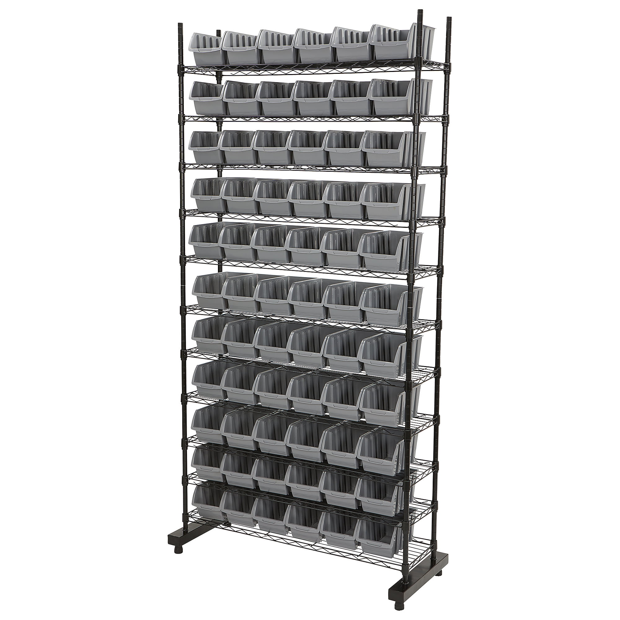 Strongway 12-Tier Single-Sided 66-Bin Wire Shelving Rack, 39-1/2in.W x ...