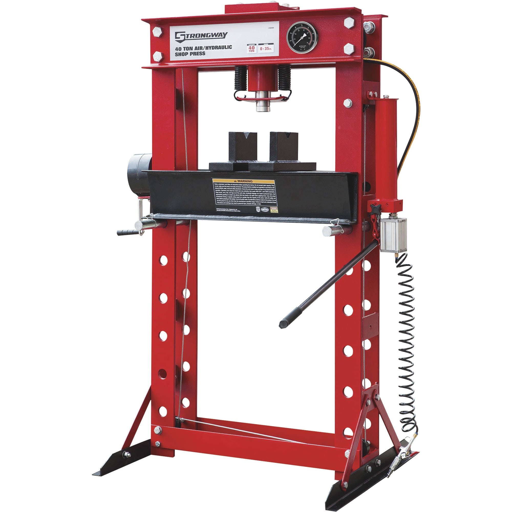 Strongway Pneumatic Shop Press, 40-Ton Capacity, H-Frame Press, Gauge ...