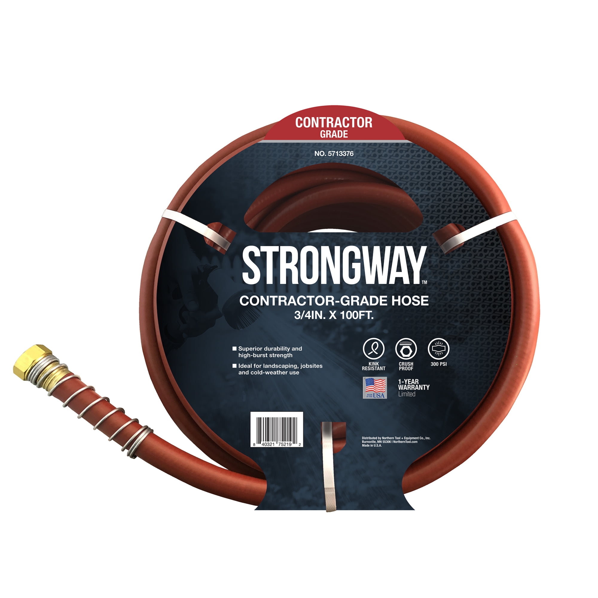 Strongway Contractor-Grade Water Hose, 3/4in. x 100ft., 300 PSI ...