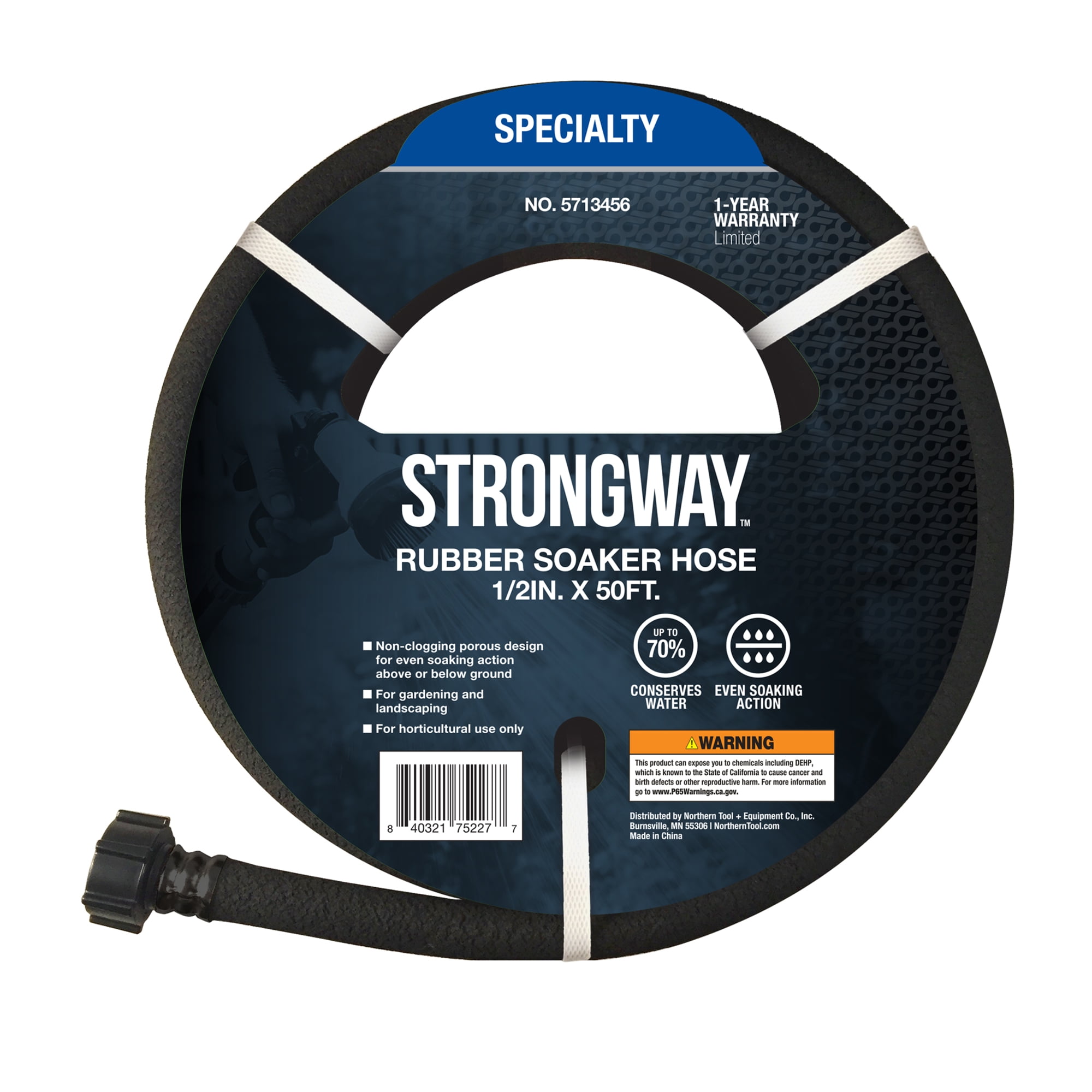 Strongway Heavy-Duty Soaker-Style Lawn Garden Water Hose, 5/8in x 50ft ...