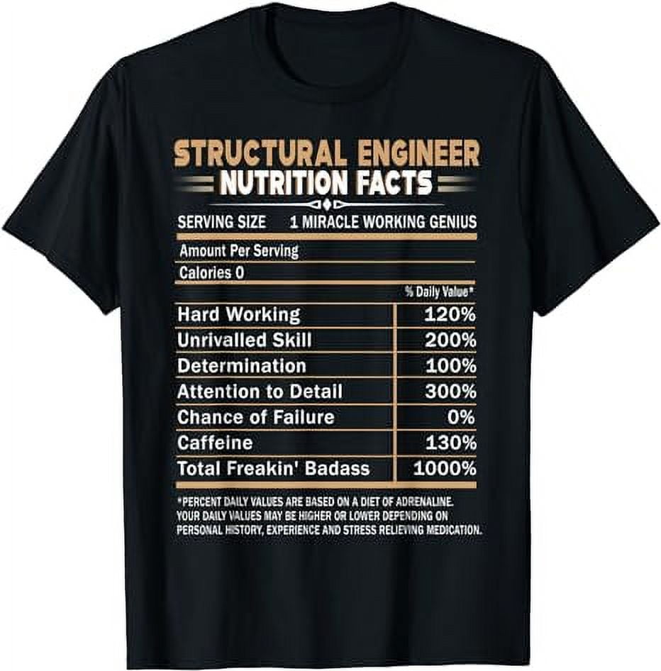 Structural Engineers Nutrition Facts Job Funny Engineering T-Shirt ...