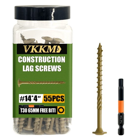 Structural Wood Screws55Pcs #14 x 4 inch Heavy Duty Rust Resistant Lag ...