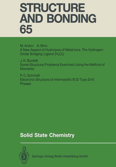 Structure and Bonding Solid State Chemistry, Book 65, (Paperback ...