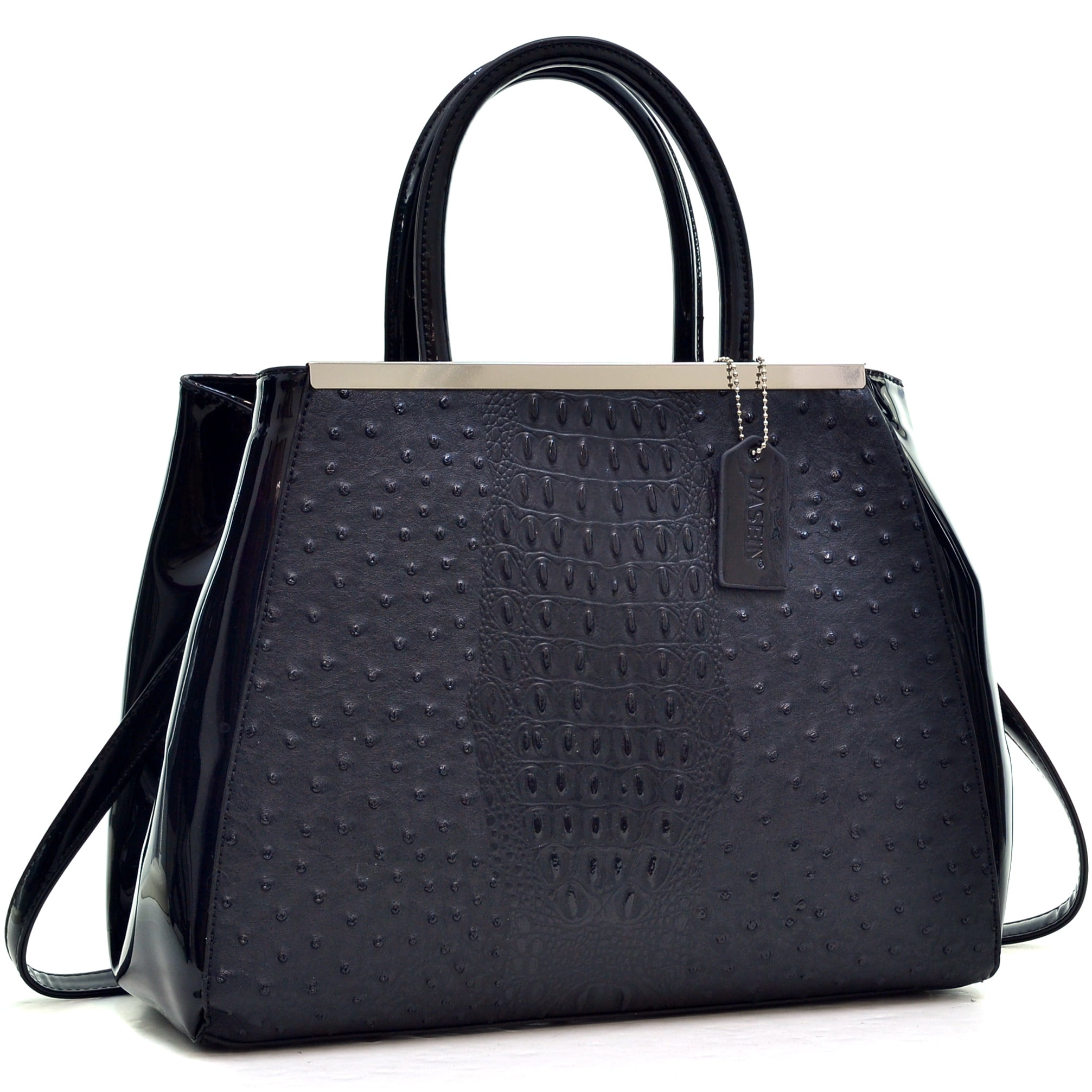 Structured Ostrich Faux Leather Tote Bags for Women Trendy Shoulder ...