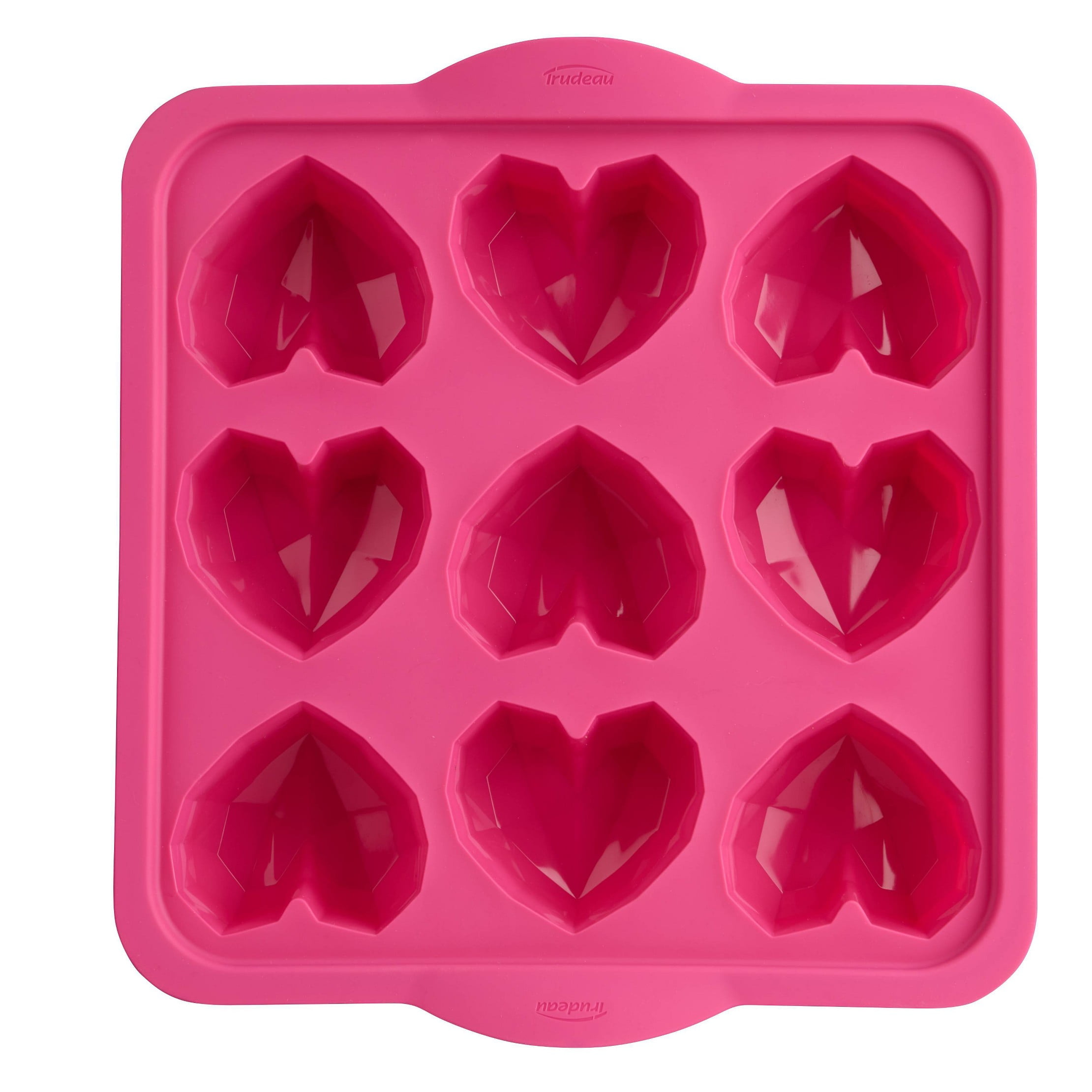 Structured Silicone Cavity Diamond Heart Shaped Cupcake Baking Pan Pink ...