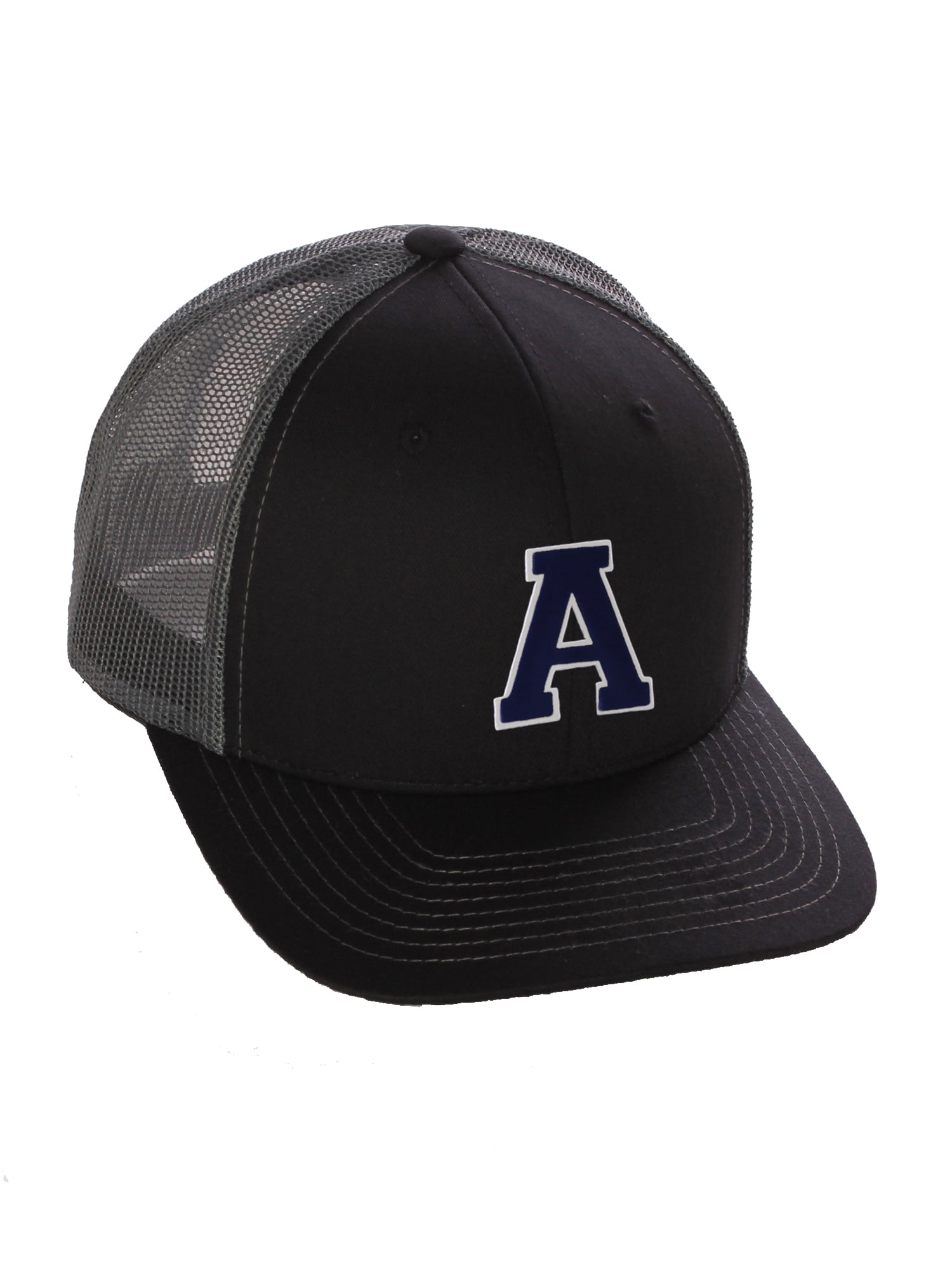 Structured Trucker Mesh Hat Custom Colors Letter A Initial Baseball Mid ...