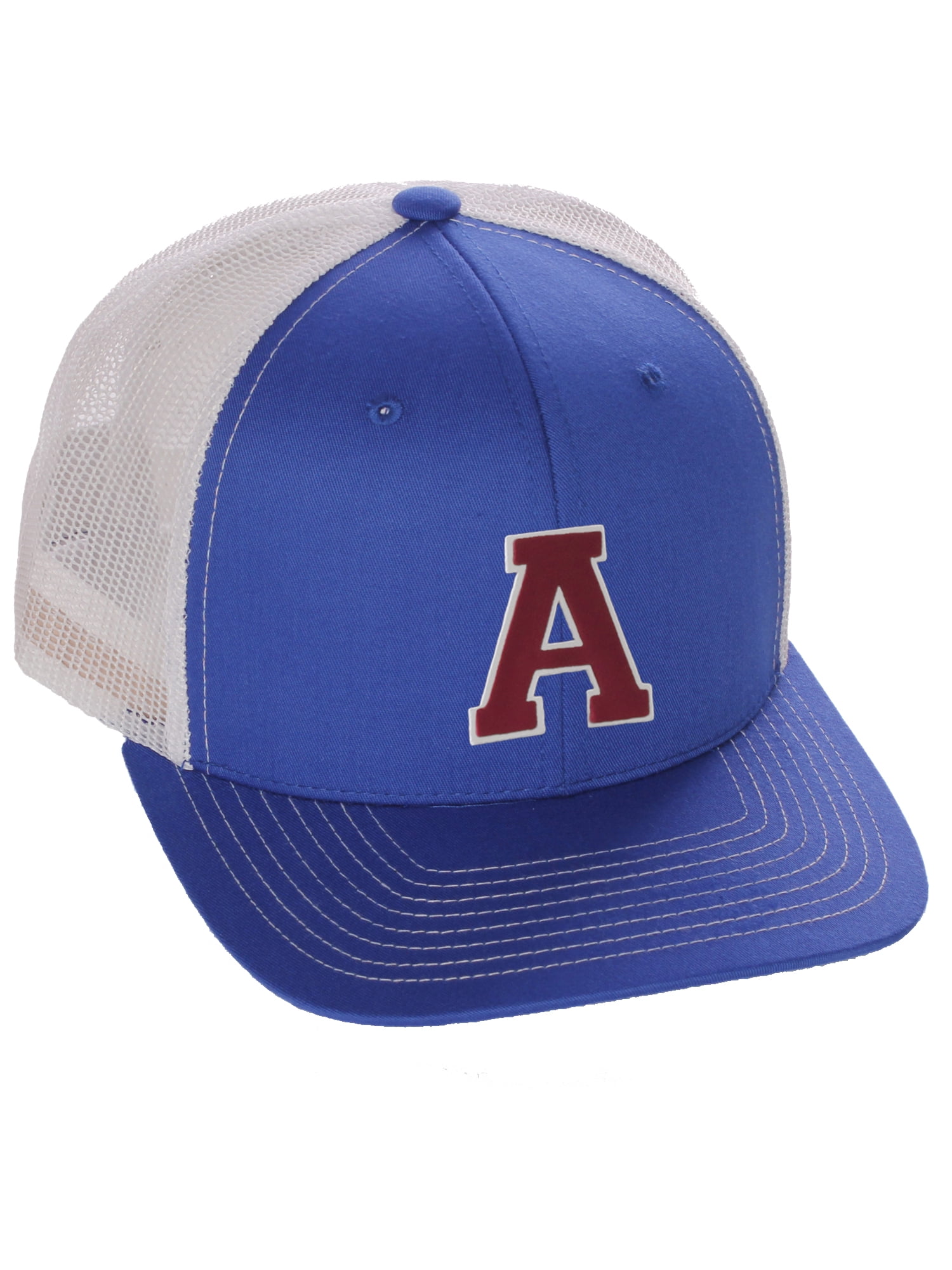 Structured Trucker Mesh Hat Custom Colors Letter A Initial Baseball Mid ...