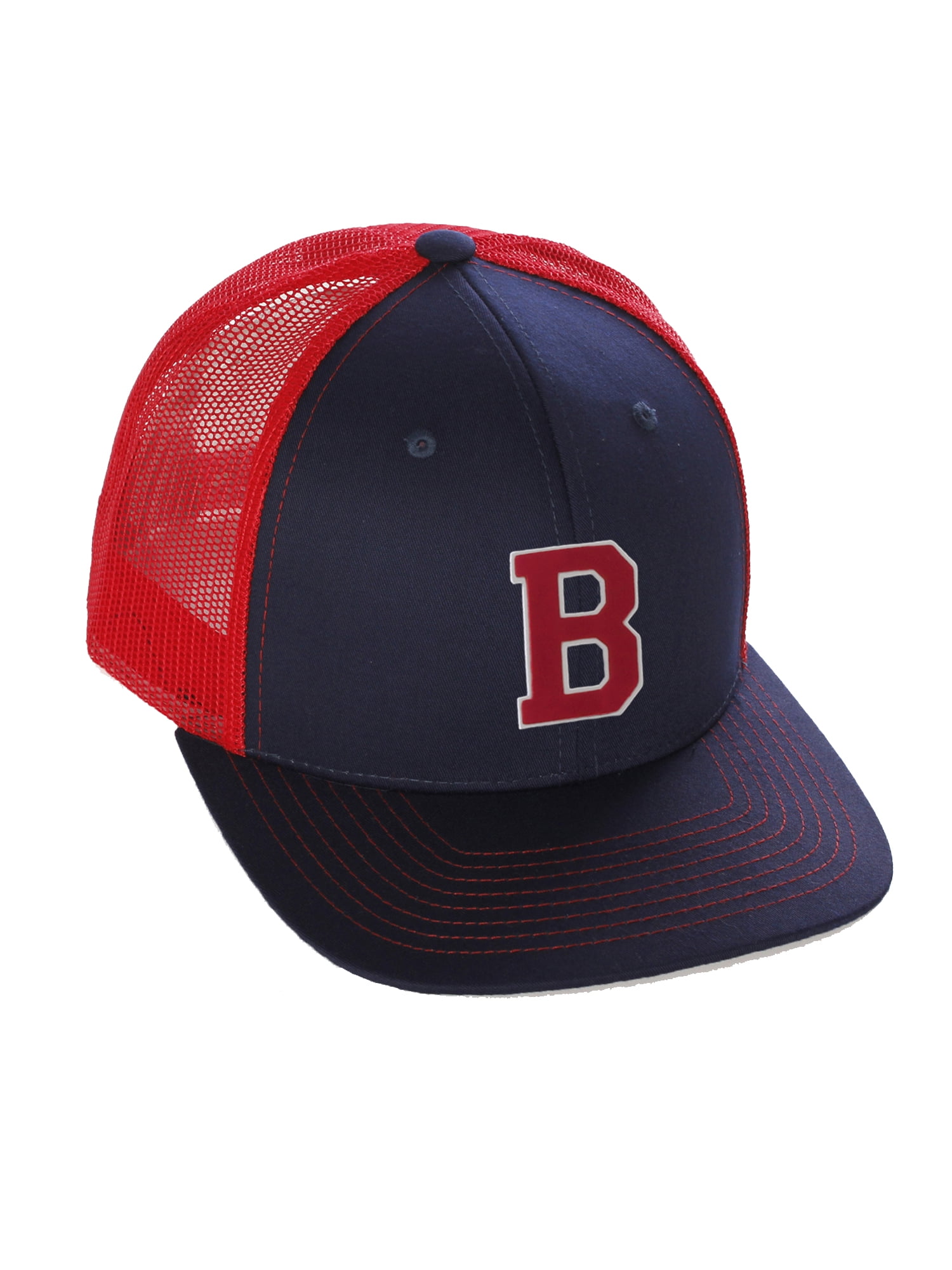 Structured Trucker Mesh Hat Custom Colors Letter B Initial Baseball Mid ...