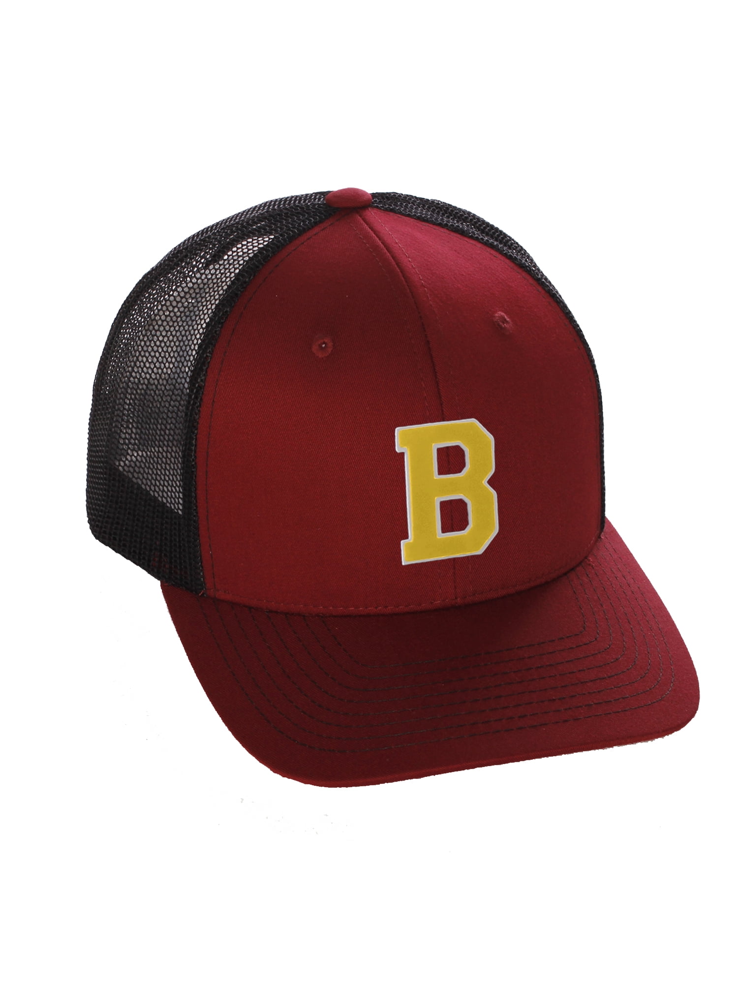 Structured Trucker Mesh Hat Custom Colors Letter B Initial Baseball Mid ...