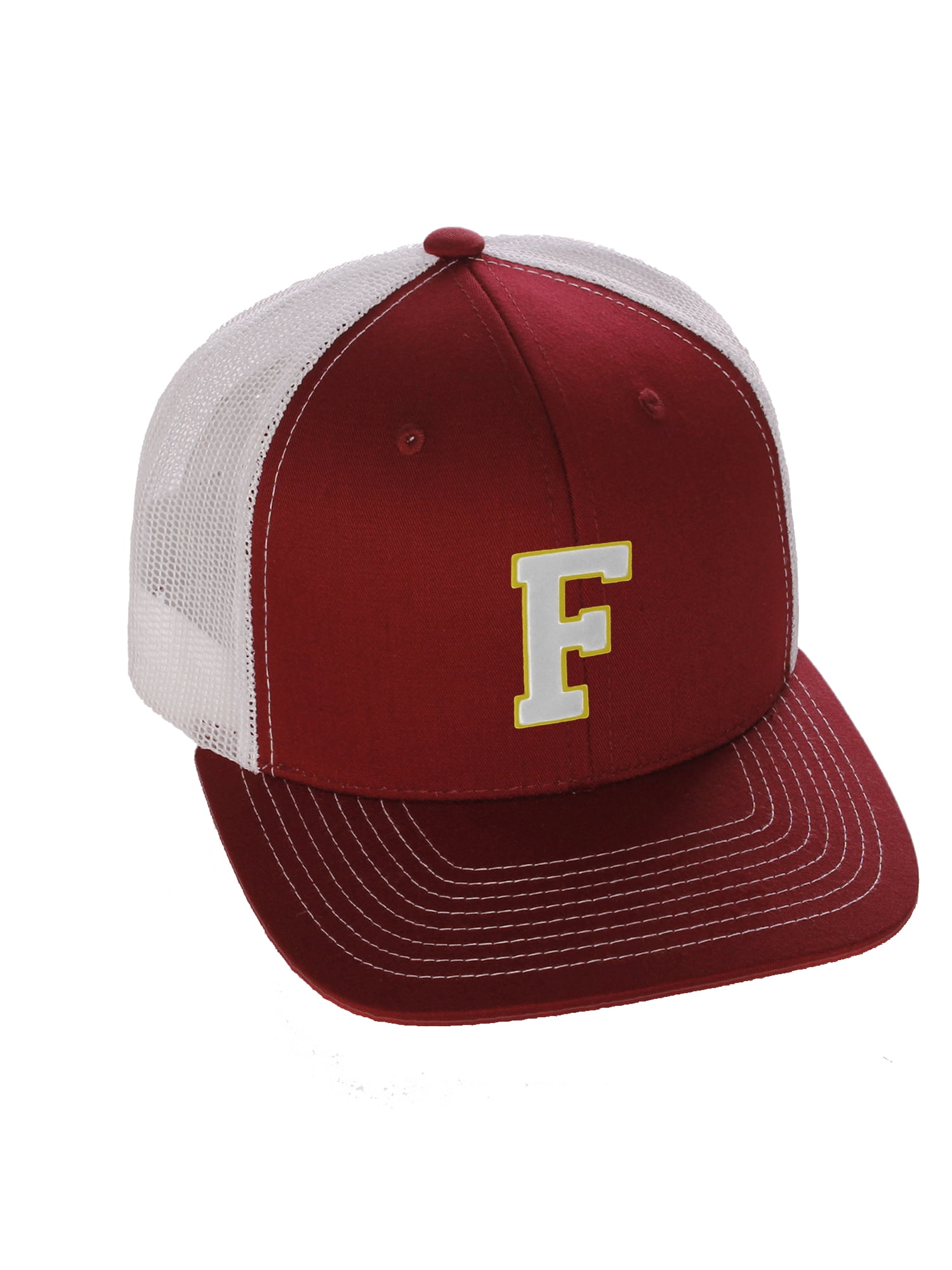 Structured Trucker Mesh Hat Custom Colors Letter F Initial Baseball Mid ...
