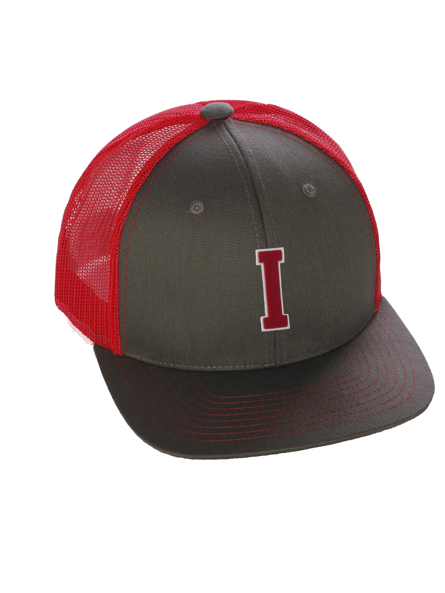Structured Trucker Mesh Hat Custom Colors Letter I Initial Baseball Mid ...