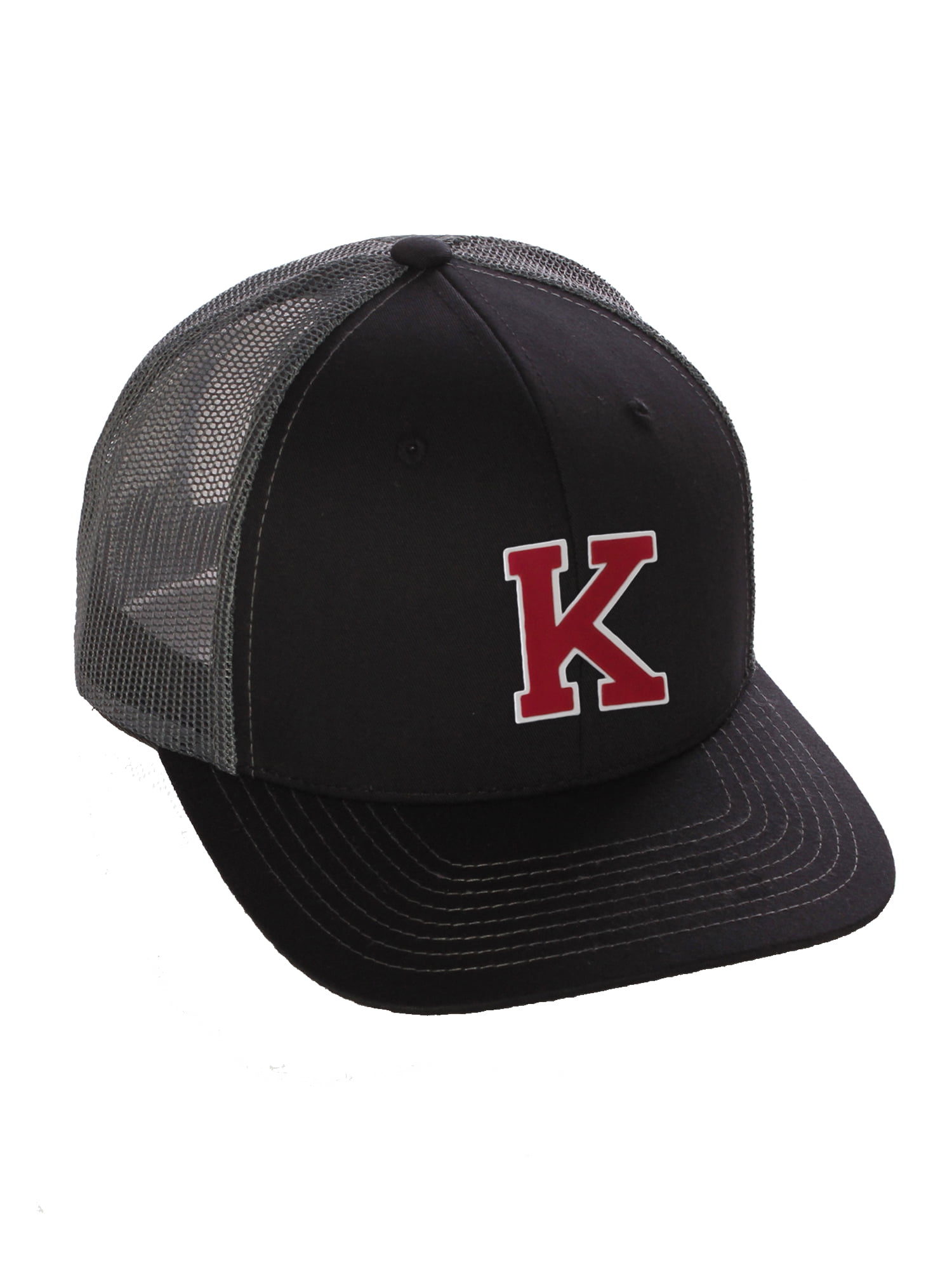 Structured Trucker Mesh Hat Custom Colors Letter K Initial Baseball Mid ...