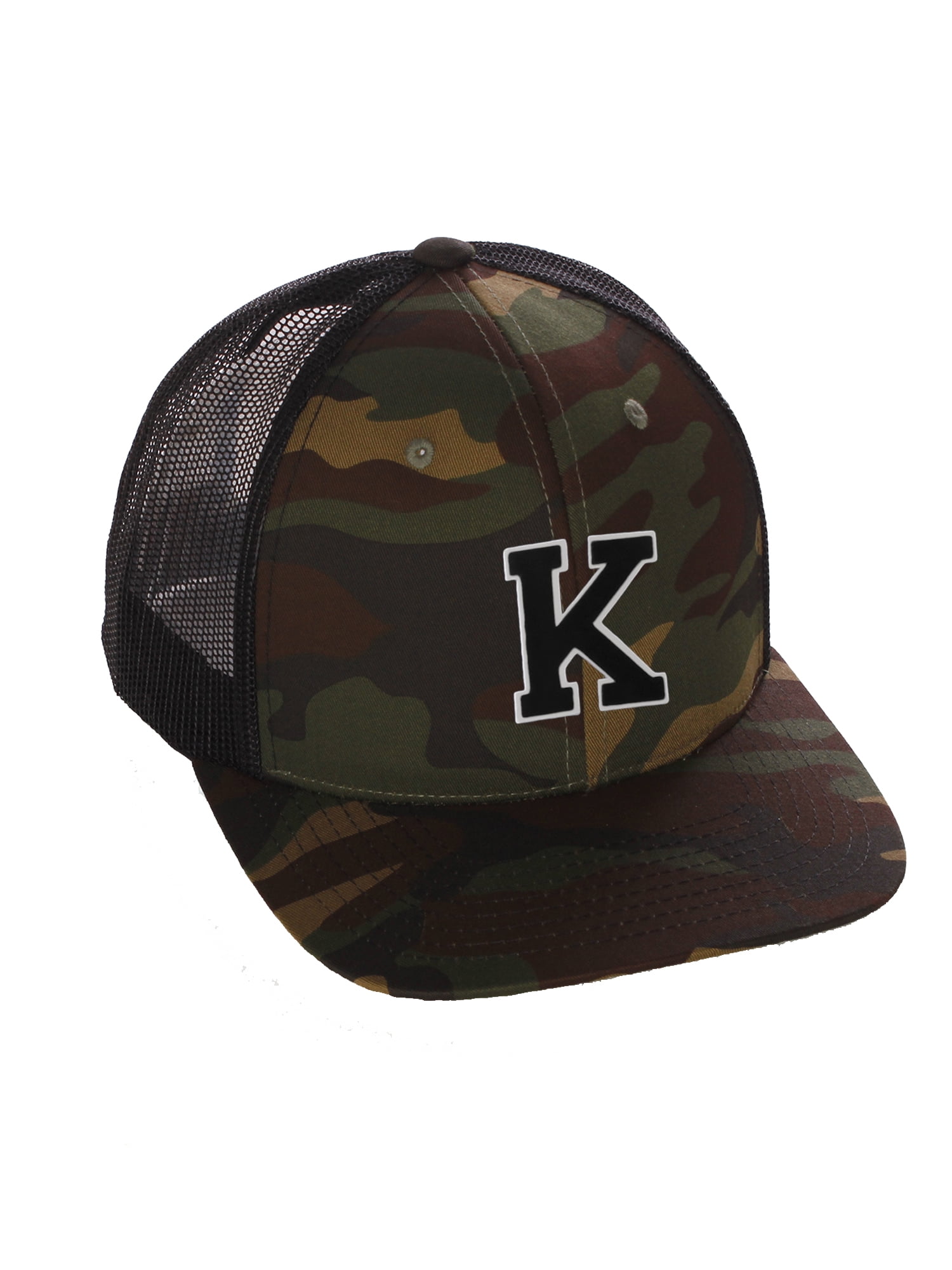 Structured Trucker Mesh Hat Custom Colors Letter K Initial Baseball Mid ...
