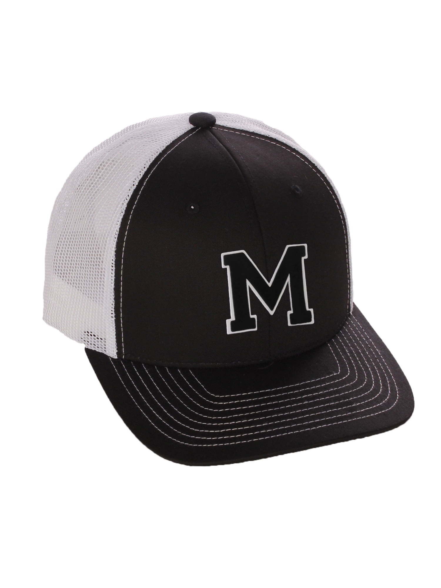 Structured Trucker Mesh Hat Custom Colors Letter M Initial Baseball Mid ...