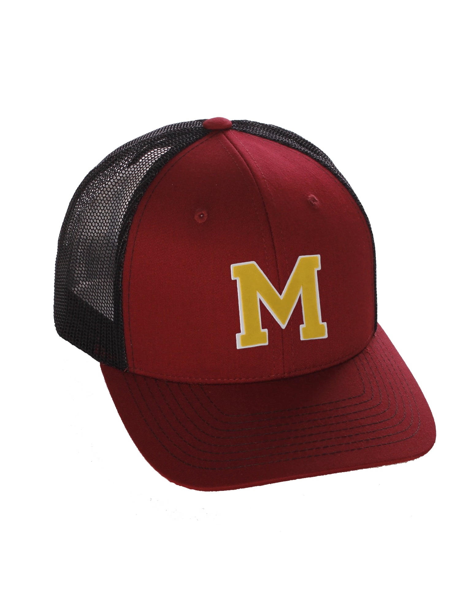 Structured Trucker Mesh Hat Custom Colors Letter M Initial Baseball Mid ...