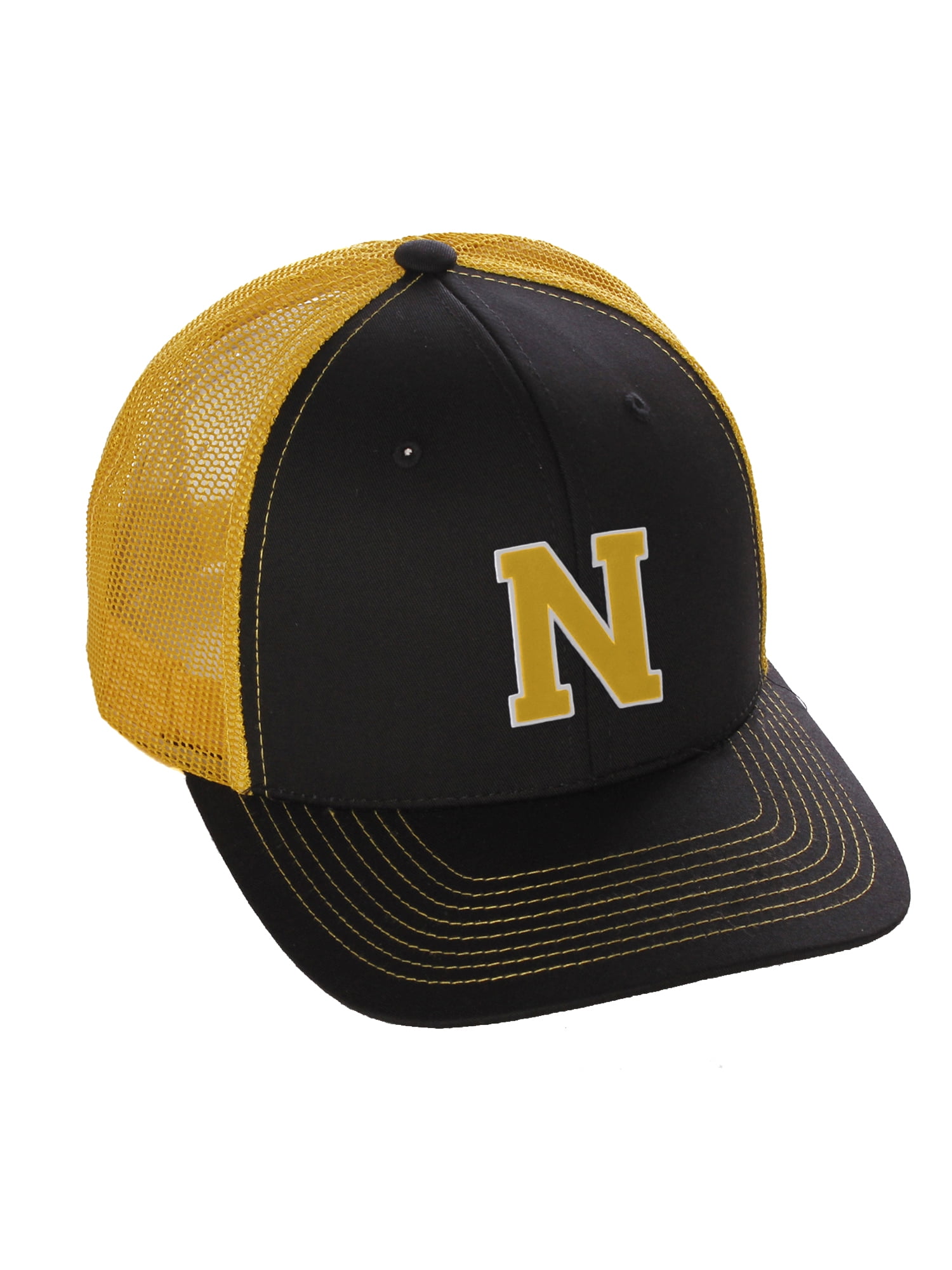 Structured Trucker Mesh Hat Custom Colors Letter N Initial Baseball Mid ...