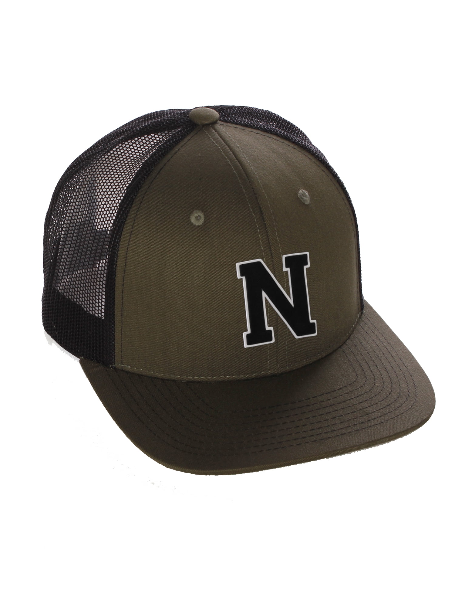 Structured Trucker Mesh Hat Custom Colors Letter N Initial Baseball Mid ...