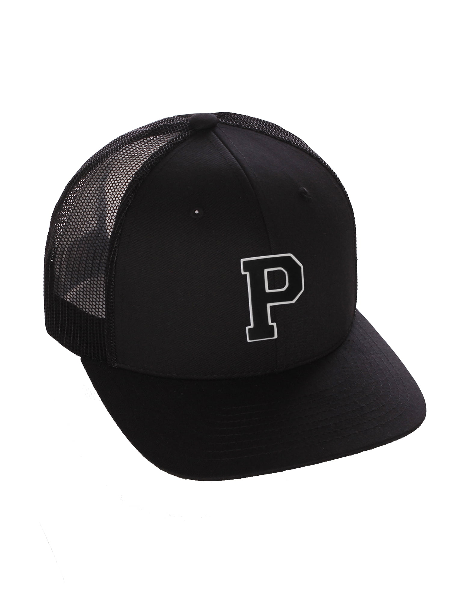 Structured Trucker Mesh Hat Custom Colors Letter P Initial Baseball Mid ...