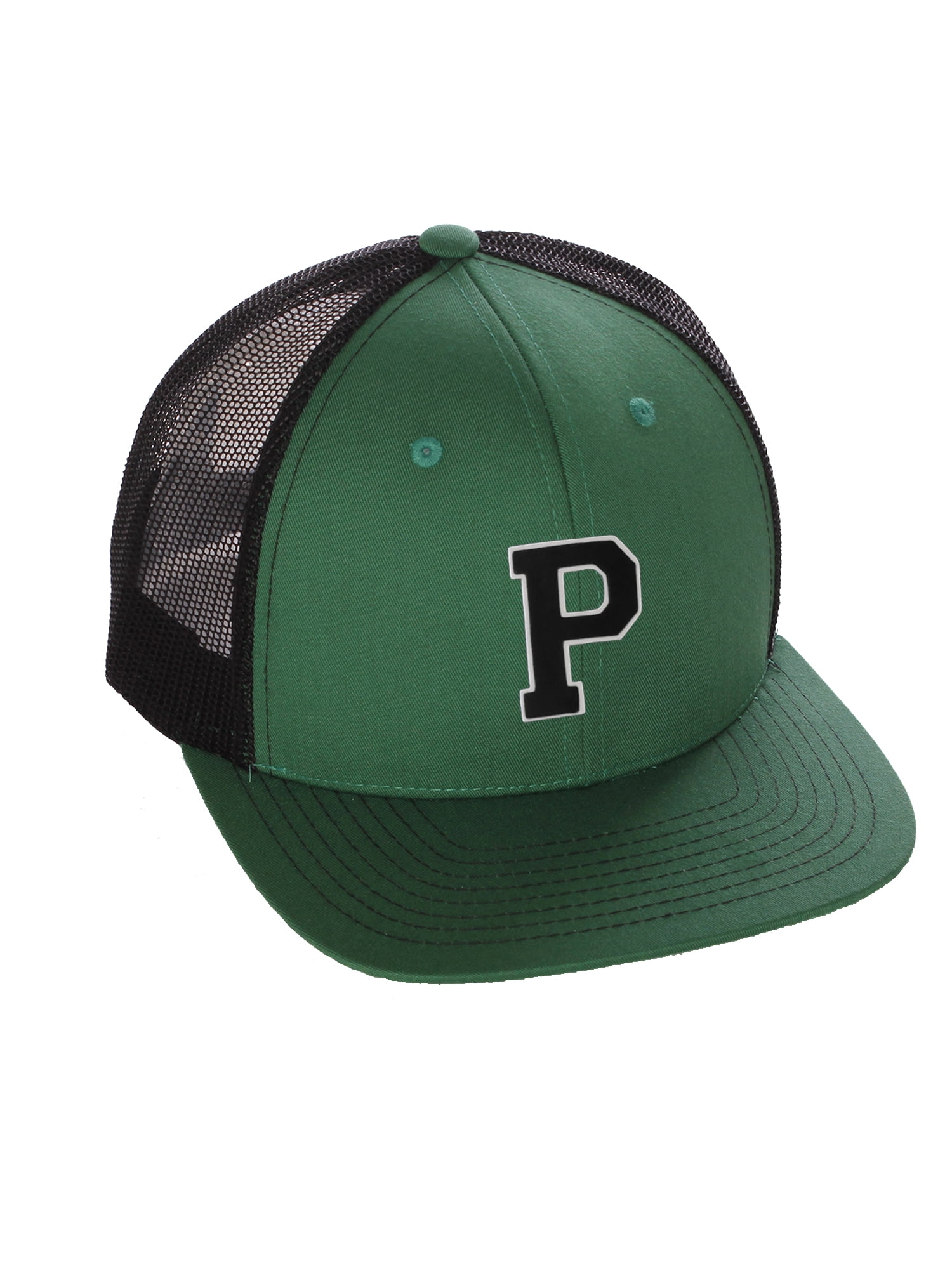 Structured Trucker Mesh Hat Custom Colors Letter P Initial Baseball Mid ...