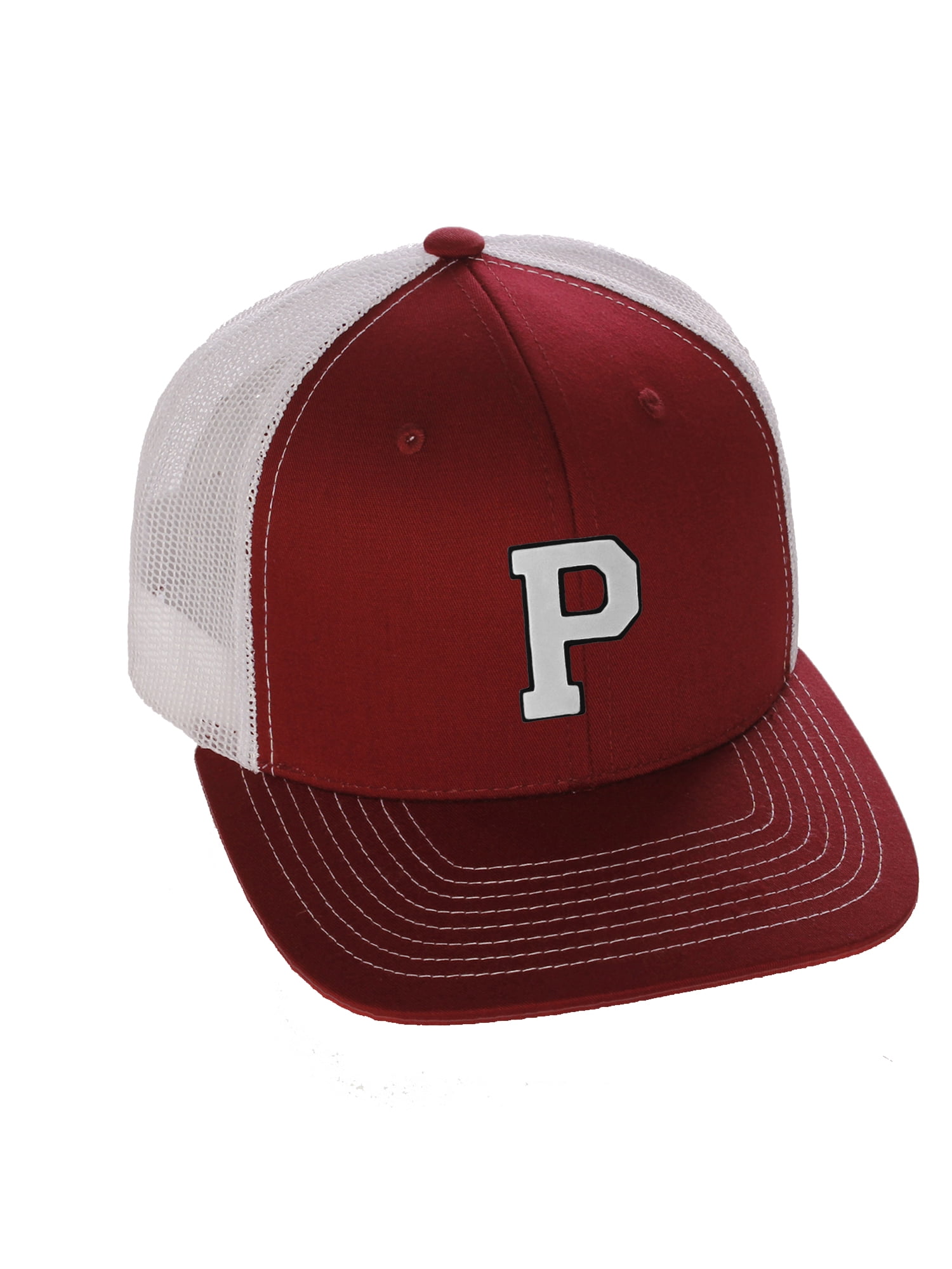 Structured Trucker Mesh Hat Custom Colors Letter P Initial Baseball Mid ...