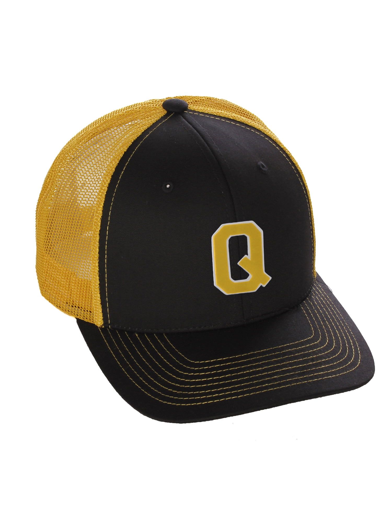 Structured Trucker Mesh Hat Custom Colors Letter Q Initial Baseball Mid ...