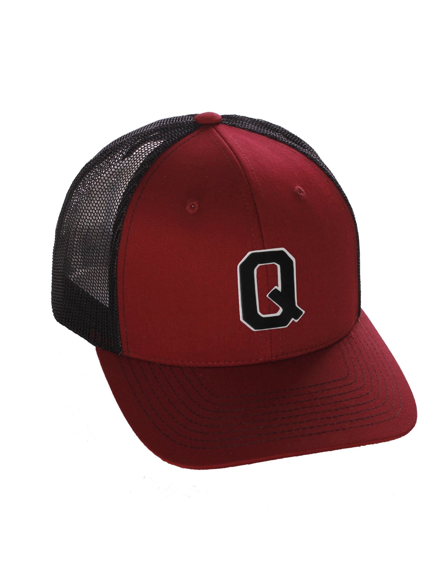 Structured Trucker Mesh Hat Custom Colors Letter Q Initial Baseball Mid ...