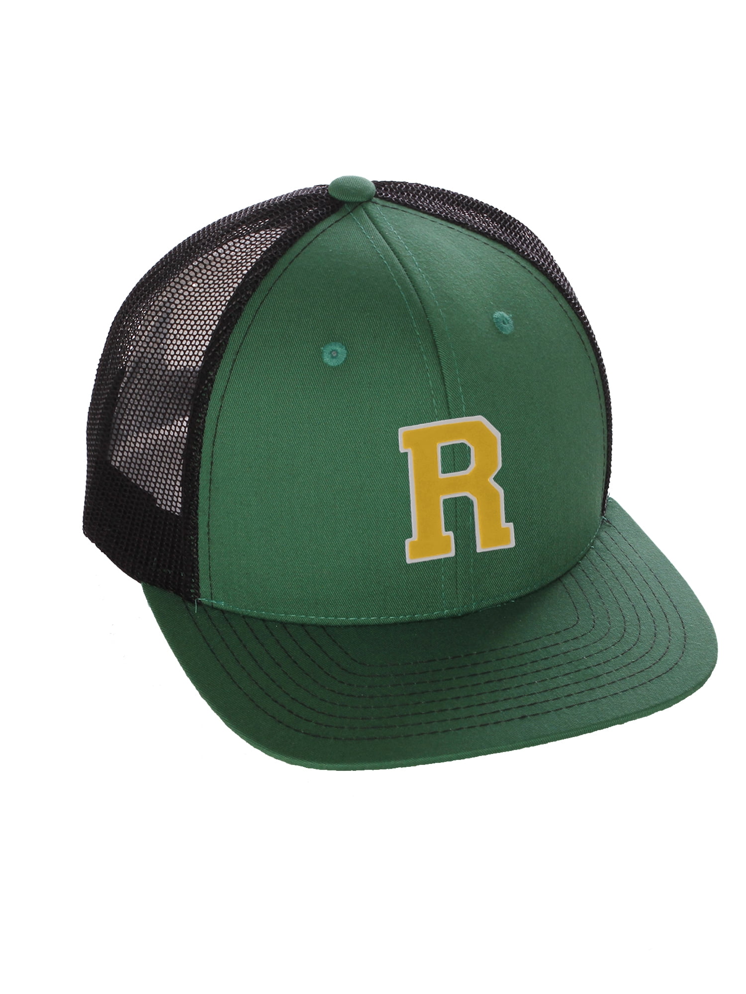 Structured Trucker Mesh Hat Custom Colors Letter R Initial Baseball Mid ...