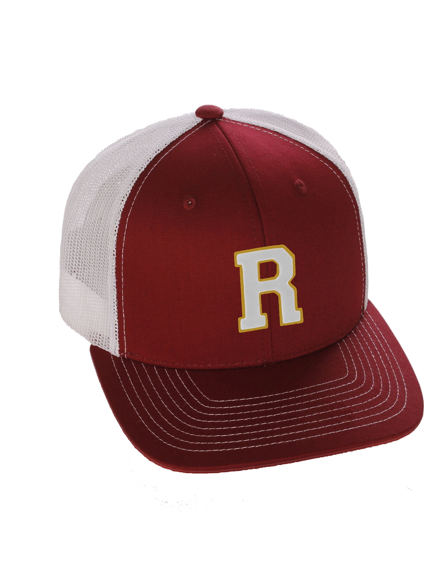 Structured Trucker Mesh Hat Custom Colors Letter R Initial Baseball Mid ...