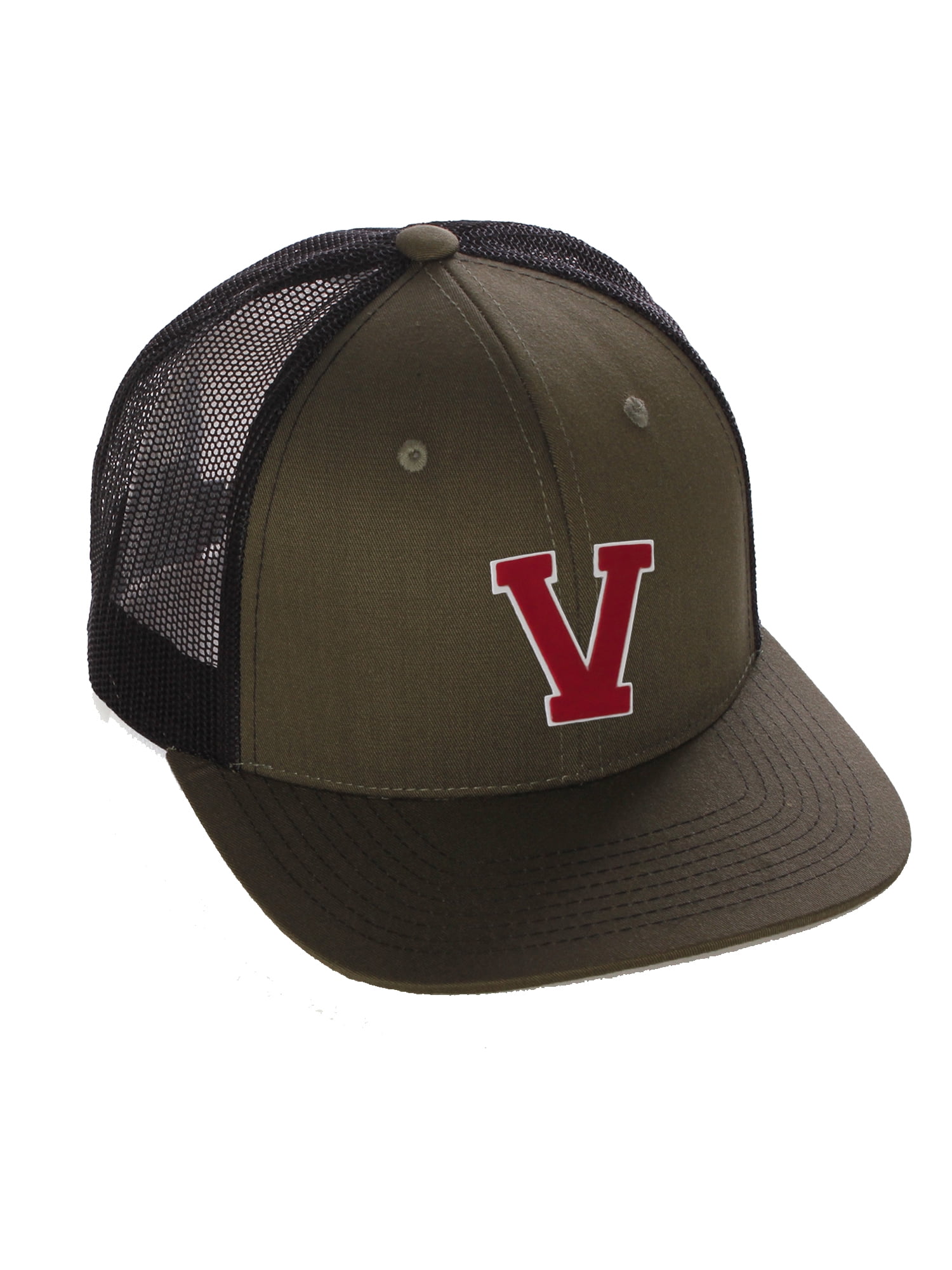 Structured Trucker Mesh Hat Custom Colors Letter V Initial Baseball Mid ...