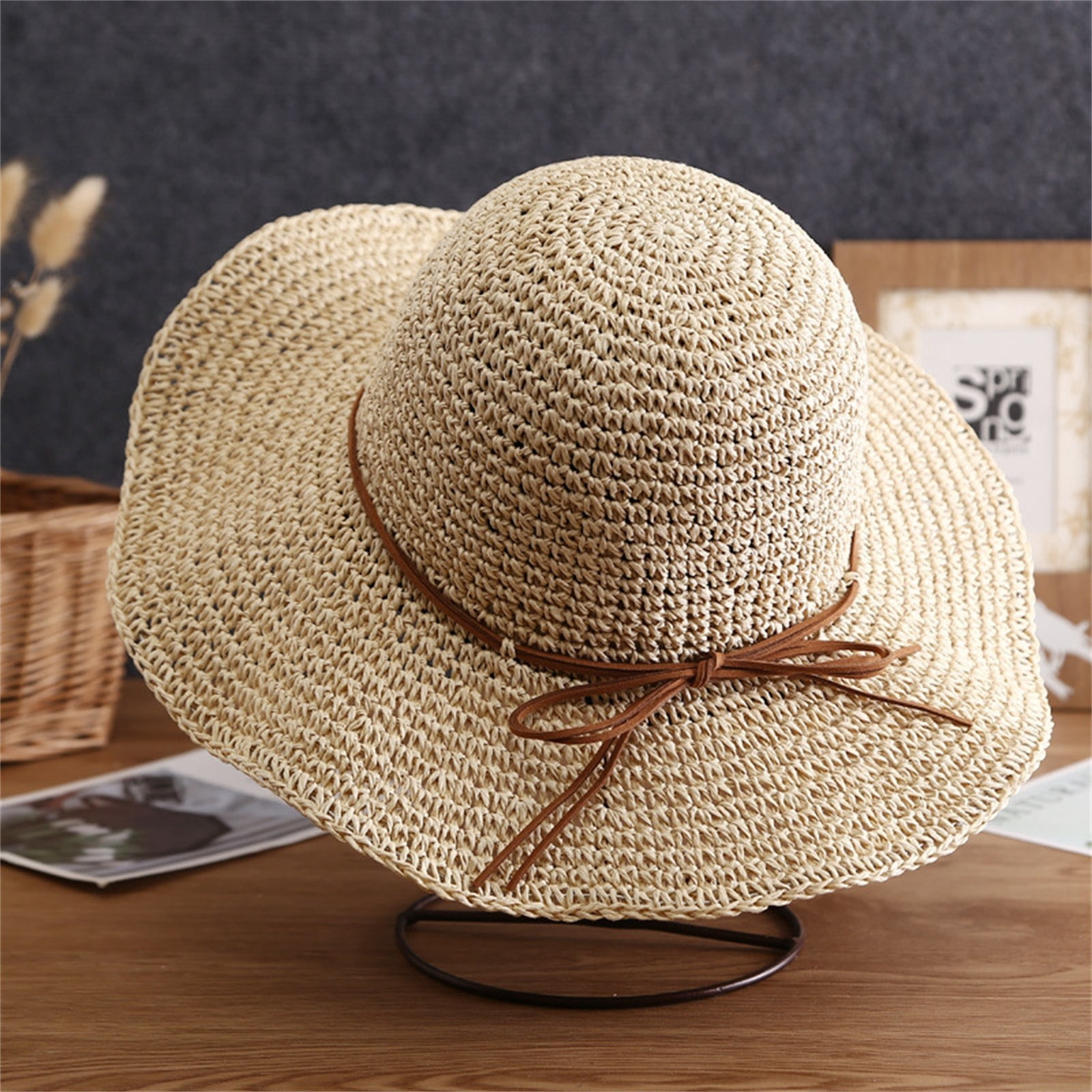 Strungten Women Floppy Sun Hat Summer Wide Beach Cap Packable Cotton ...