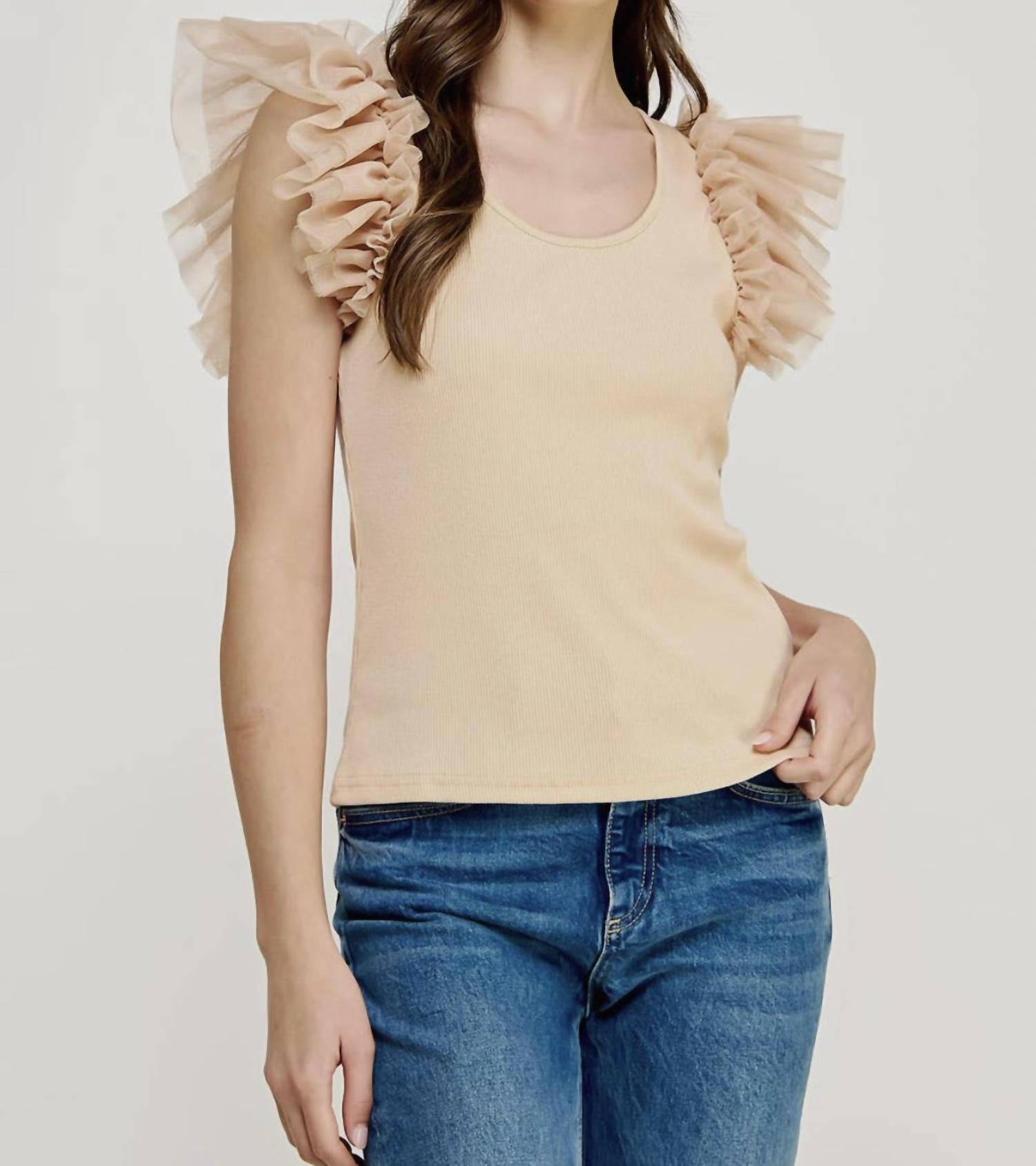 Strut & Bolt Tulle Ruffle Frills Knit Top - Walmart.com