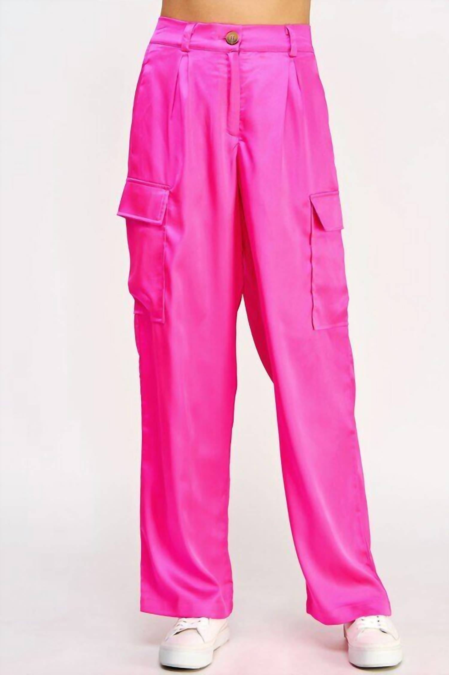 Strut & Bolt Women's Front Pleat Satin Cargo Pants - Walmart.com