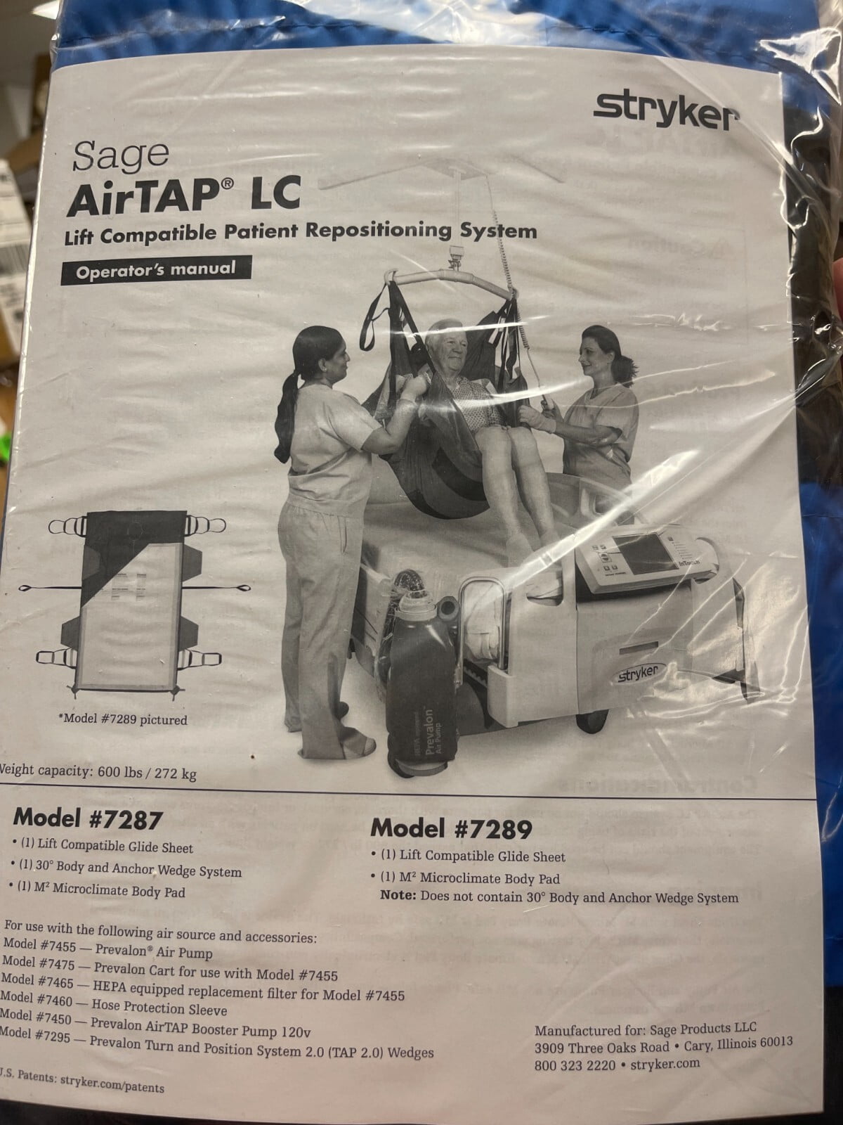 Stryker Sage AirTap LC Patient Repositioning System Guide Sheet Body ...