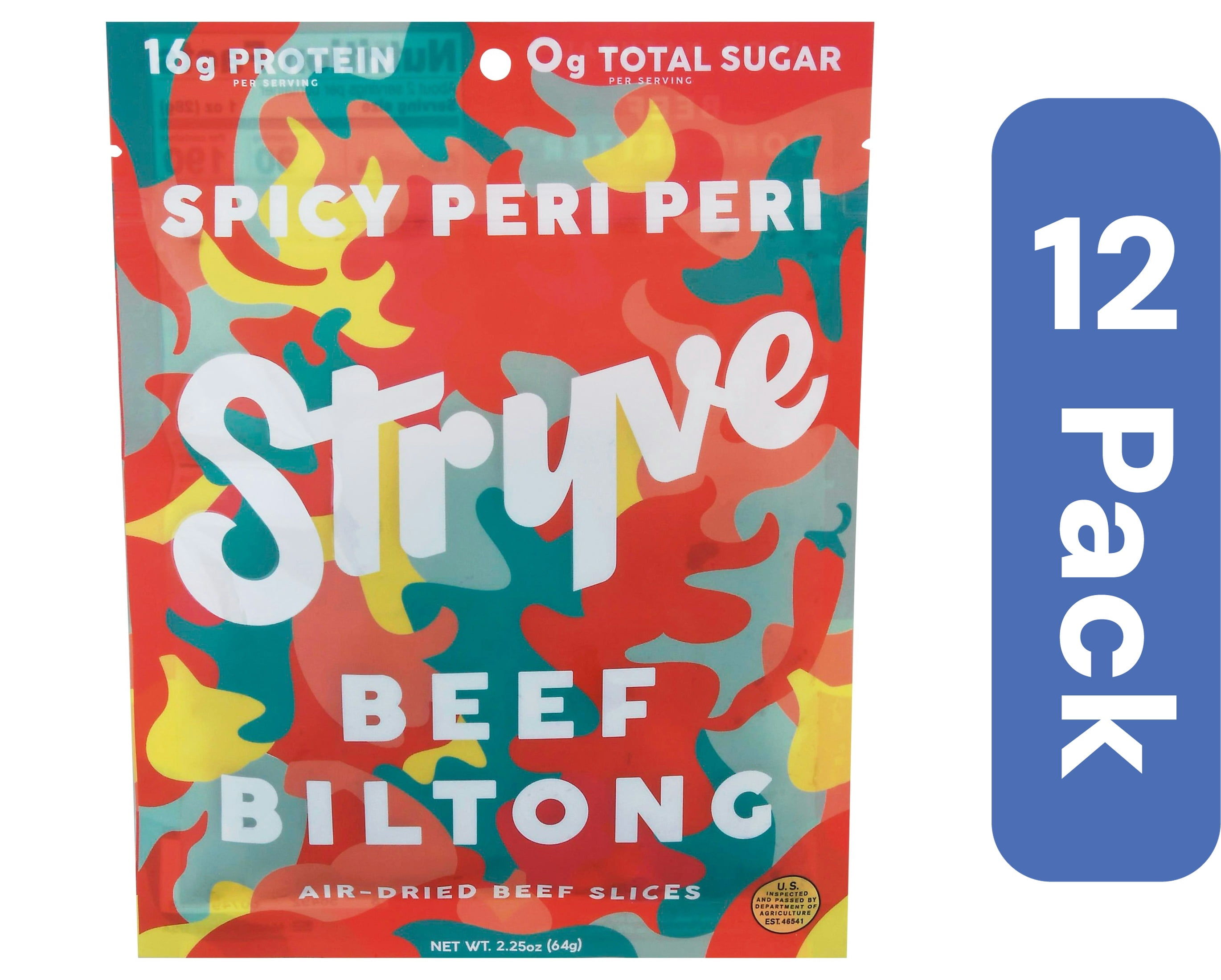 Stryve Protein Snacks Peri Peri Biltong Sliced 2.25 oz (Pack of 12 ...