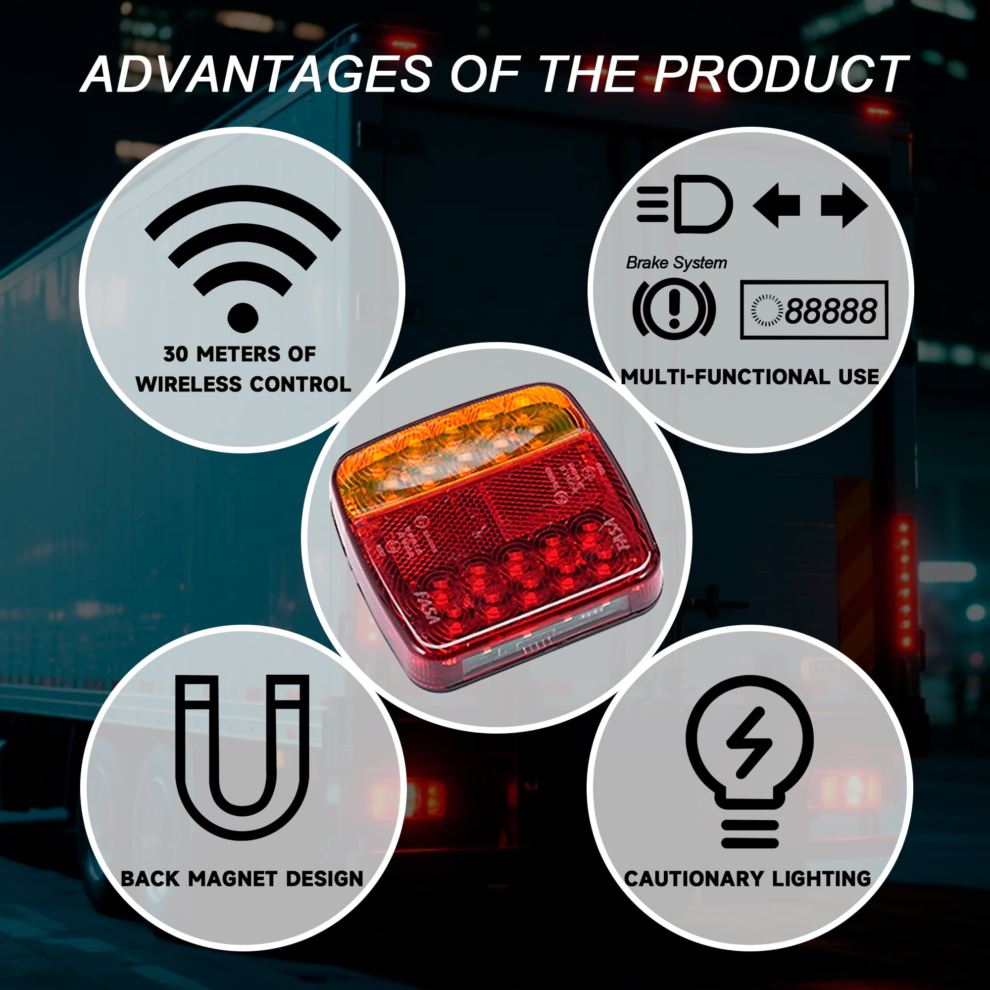 Sttlejura 30M Wireless Magnetic LED Trailer Lights Kit - Waterproof ...