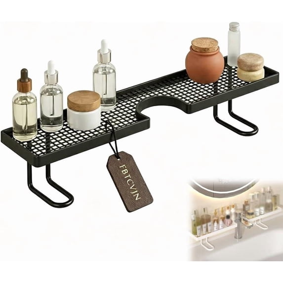 Sttlejura Behind Faucet Shelf, No Drill Metal Over Sink Organizer Rack ...