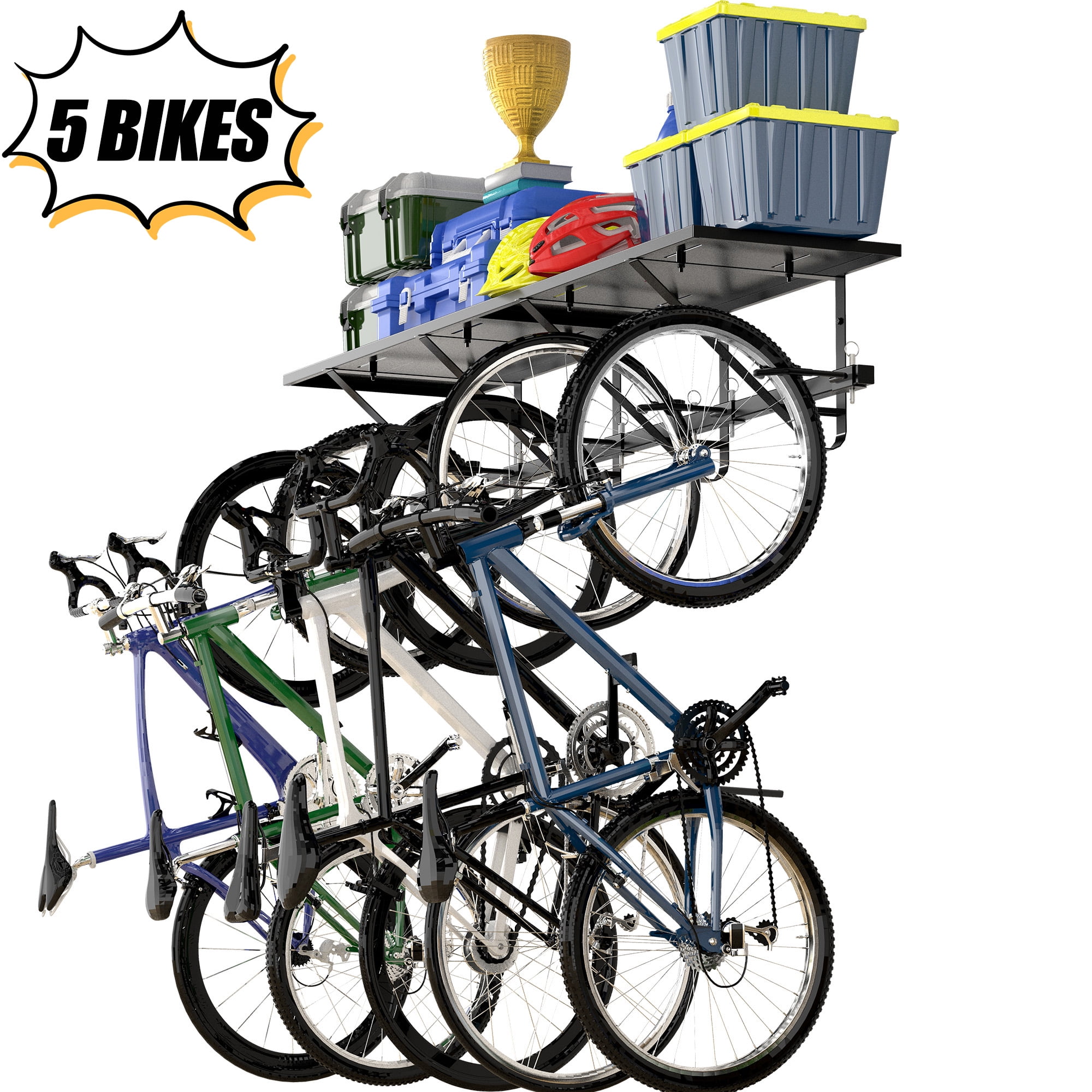 Sttoraboks Bike Storage Rack with Shelf, Bike Wall Mount Garage Stand ...
