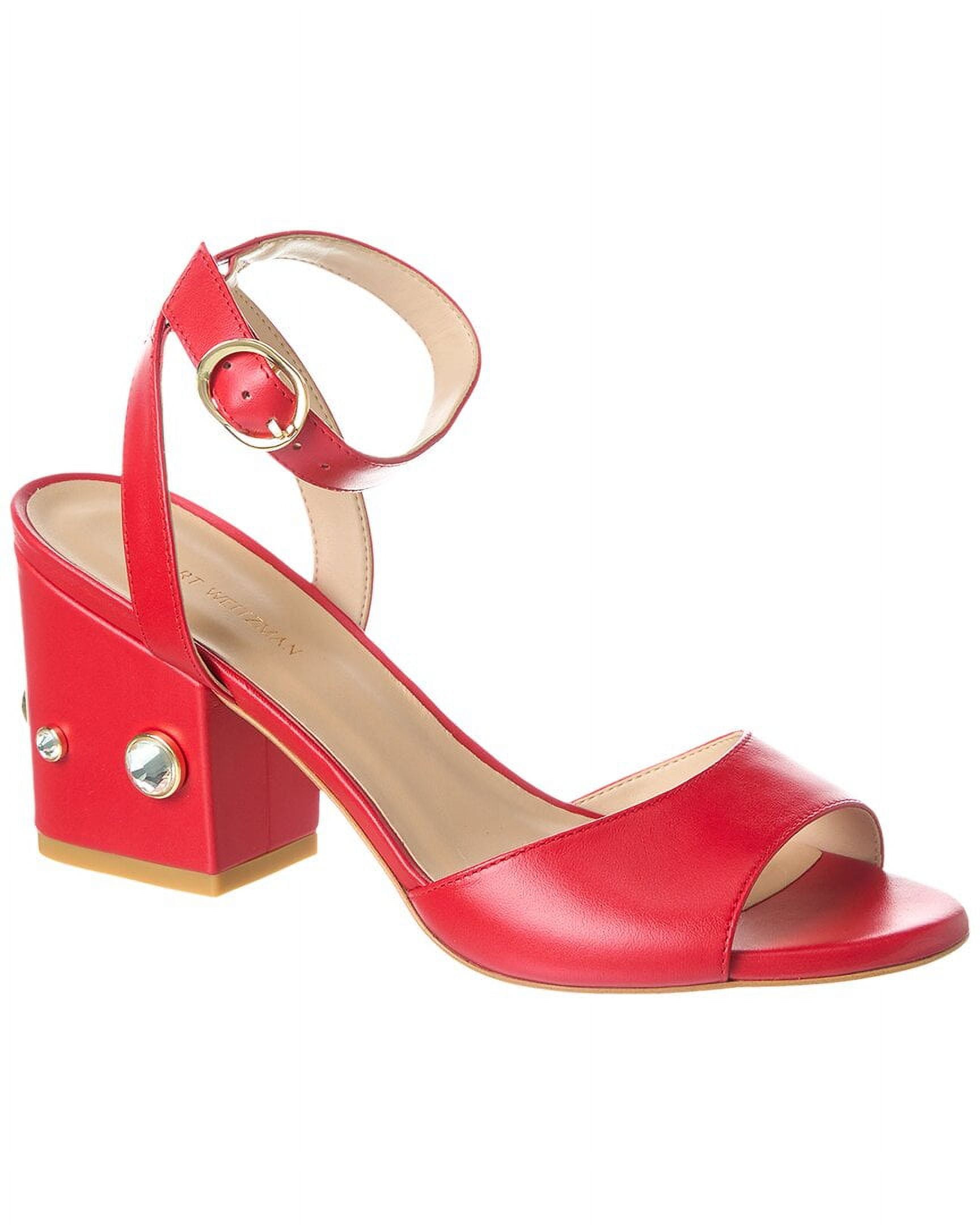 Stuart Weitzman Allshine 75 Leather Block Sandal, 6.5, Red - Walmart.com