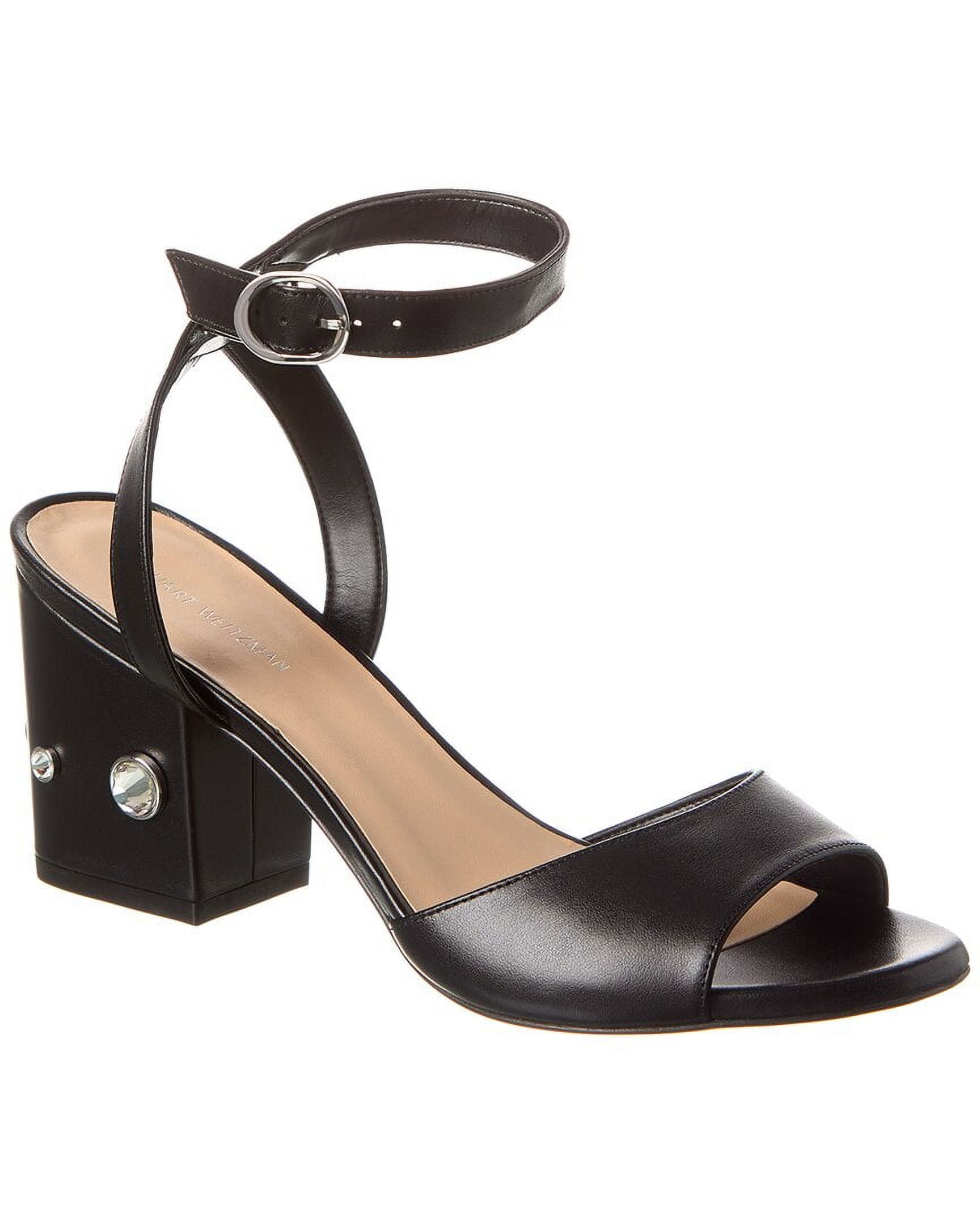 Stuart Weitzman Allshine Block 75 Leather Sandal, 7.5, Black - Walmart.com