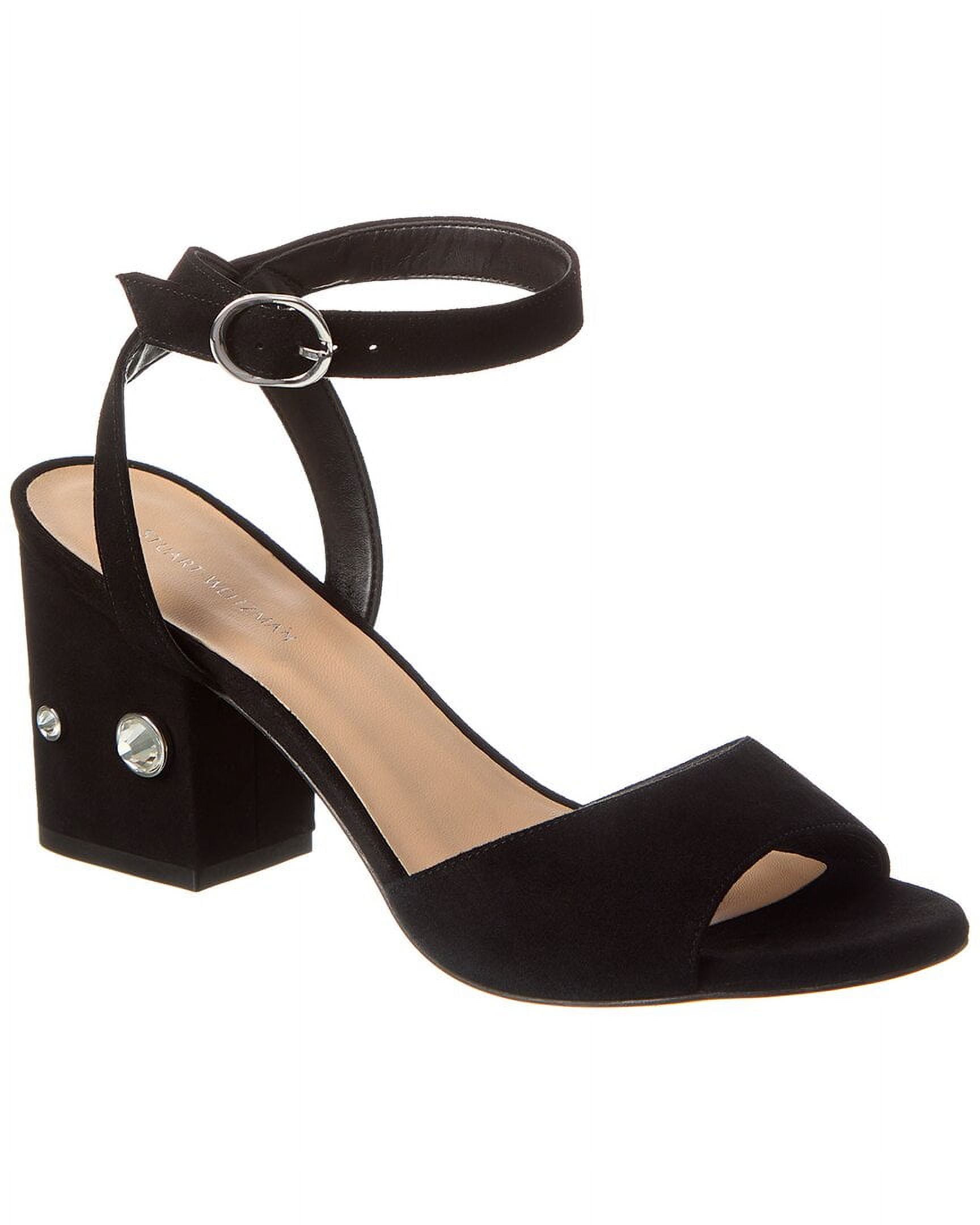 Stuart Weitzman Allshine Block 75 Suede Sandal, 8, Black - Walmart.com