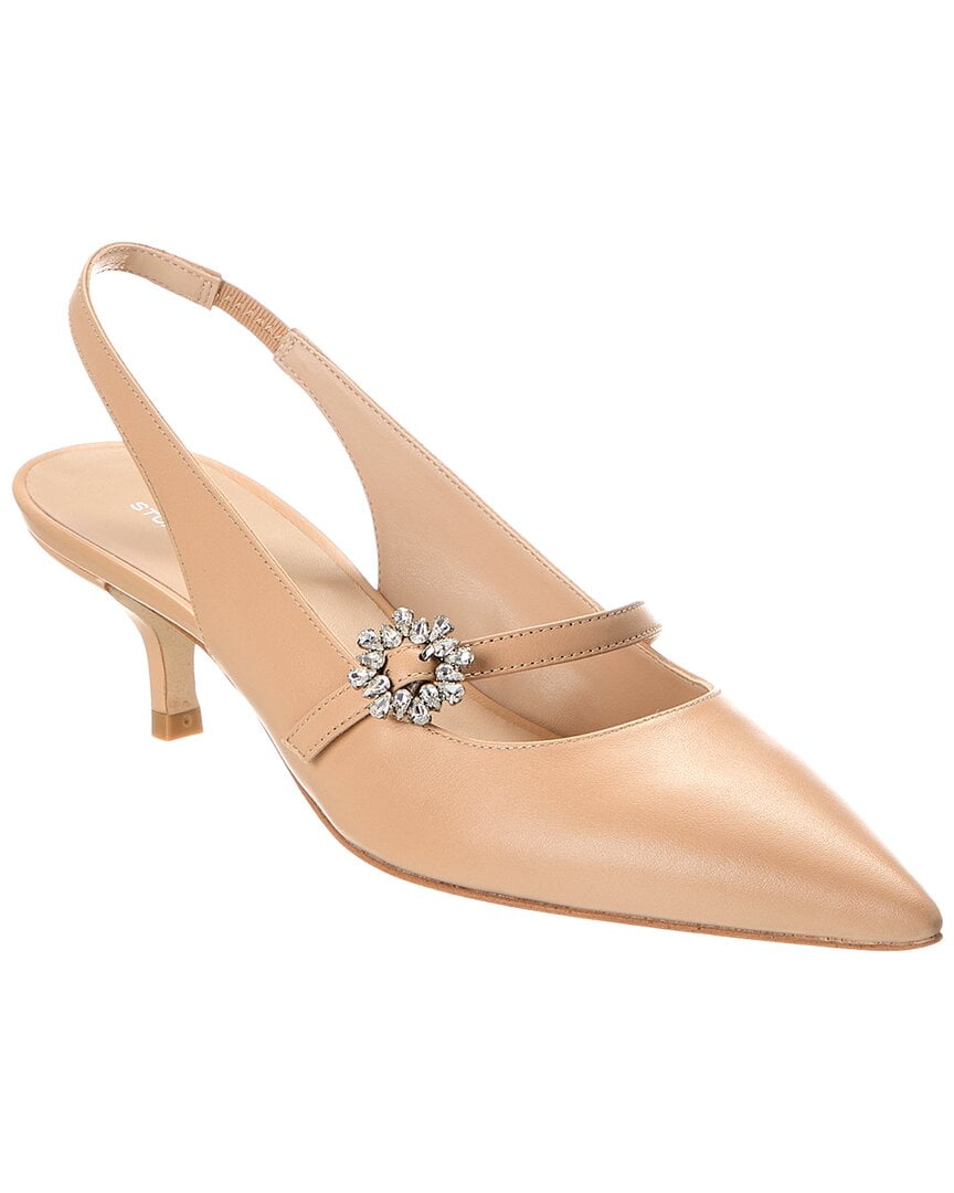 Stuart Weitzman Aura Mary Jane Leather Slingback Pump, 7.5, Beige ...