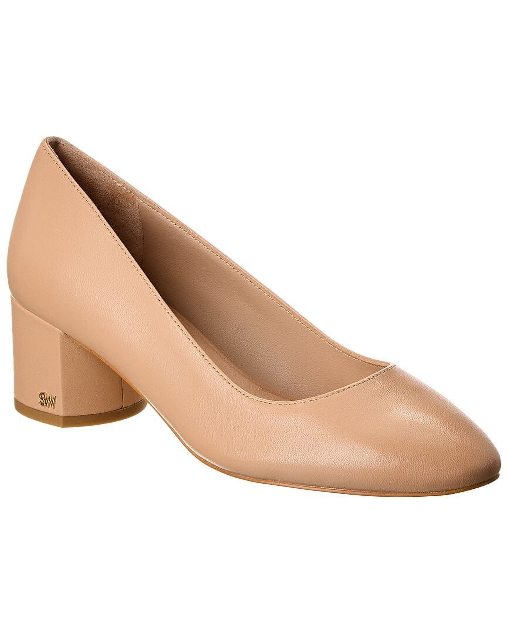 Stuart Weitzman Bridget 50 Block Leather Pump, 8, Beige - Walmart.com