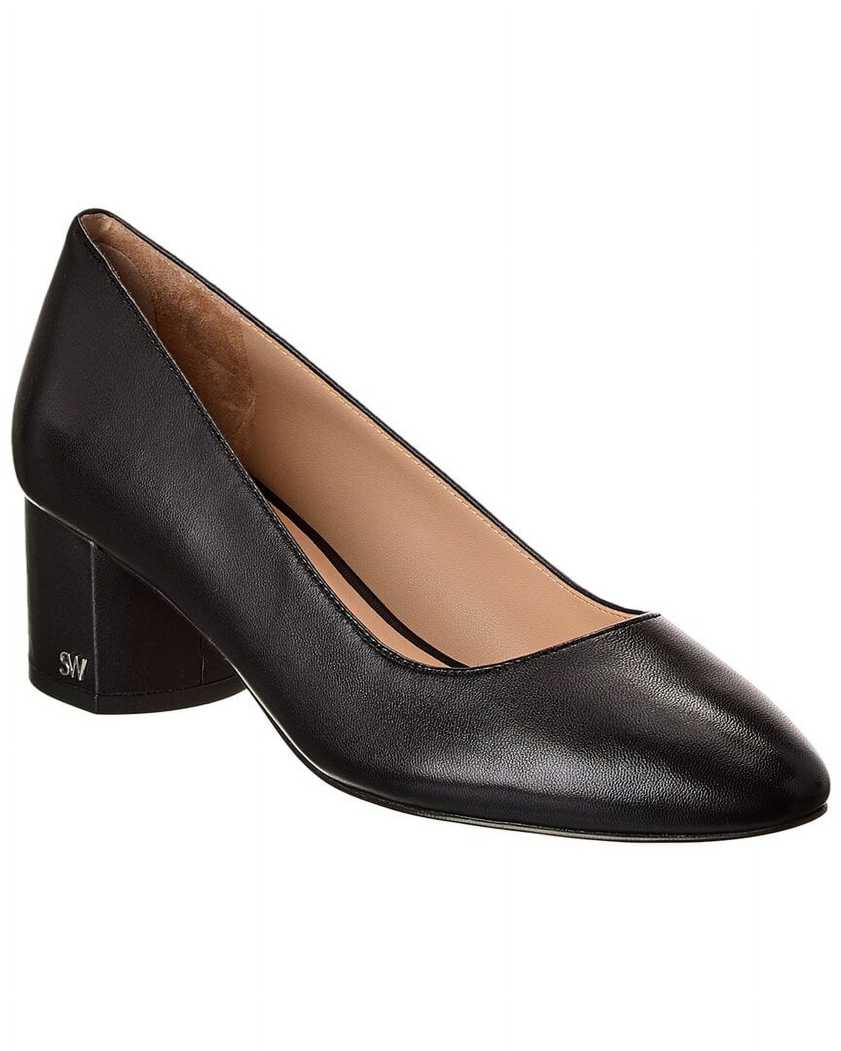 Stuart Weitzman Bridget 50 Block Leather Pump, 8, Black - Walmart.com