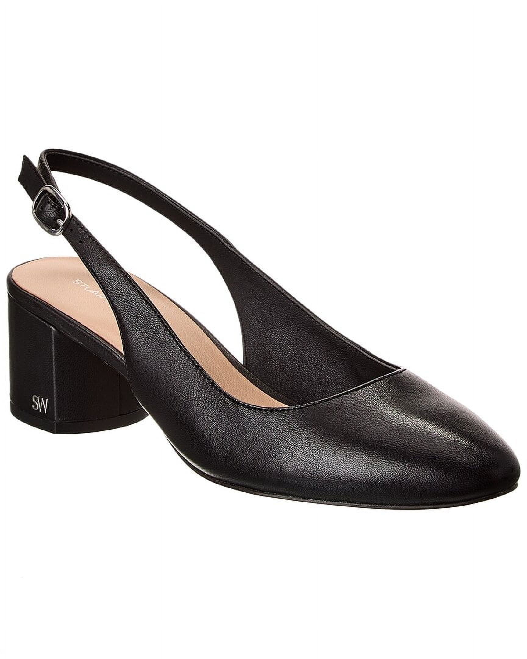 Stuart Weitzman Bridgt 50 Leather Slingback Pump, 10, Black - Walmart.com