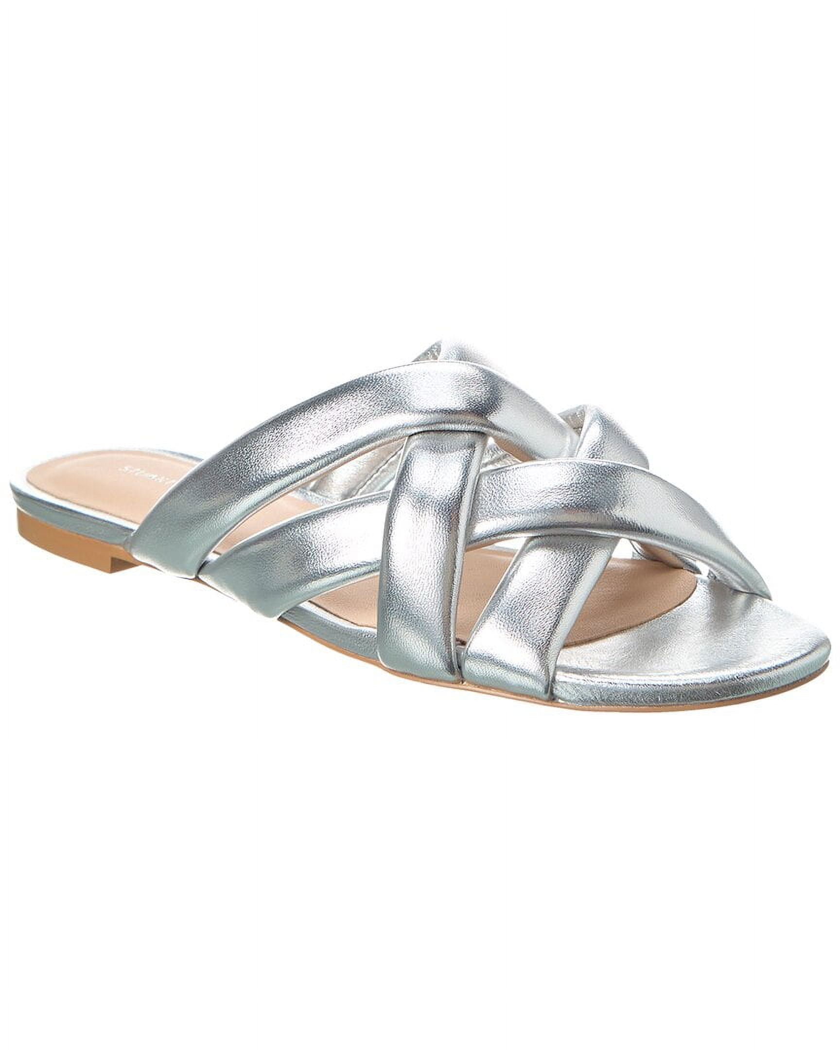 Stuart Weitzman Crossover Leather Slide, 9, Silver - Walmart.com